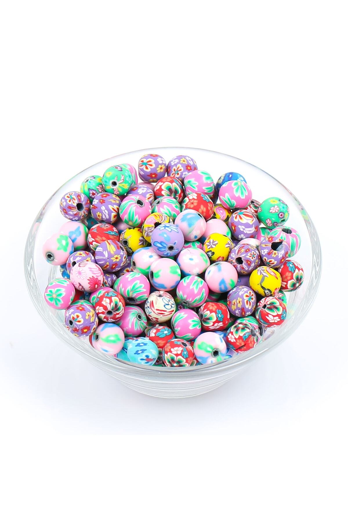 yfhobi 10 Adet - Polimer Fimo Boncuk, Karışık Emruli Desenli Yuvarlak Polimer Kil Boncuk. 1 ...