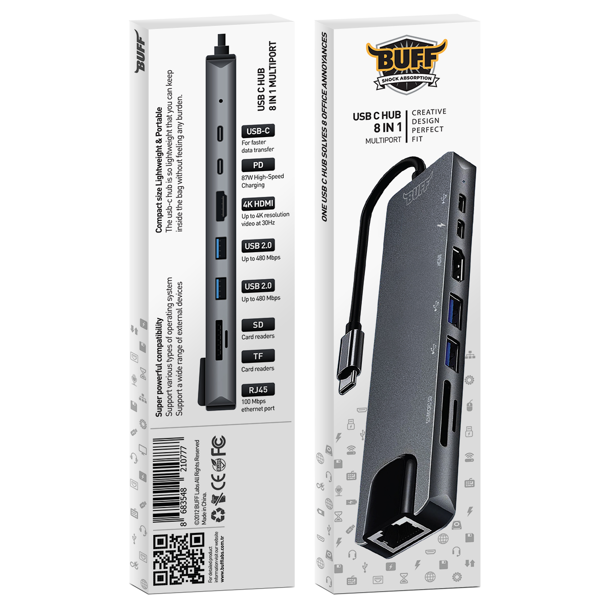 Buff Labs Buff Type C Usb 8 In 1 Hub Çoklayıcı Adaptör - Fiyatı, Yorumları