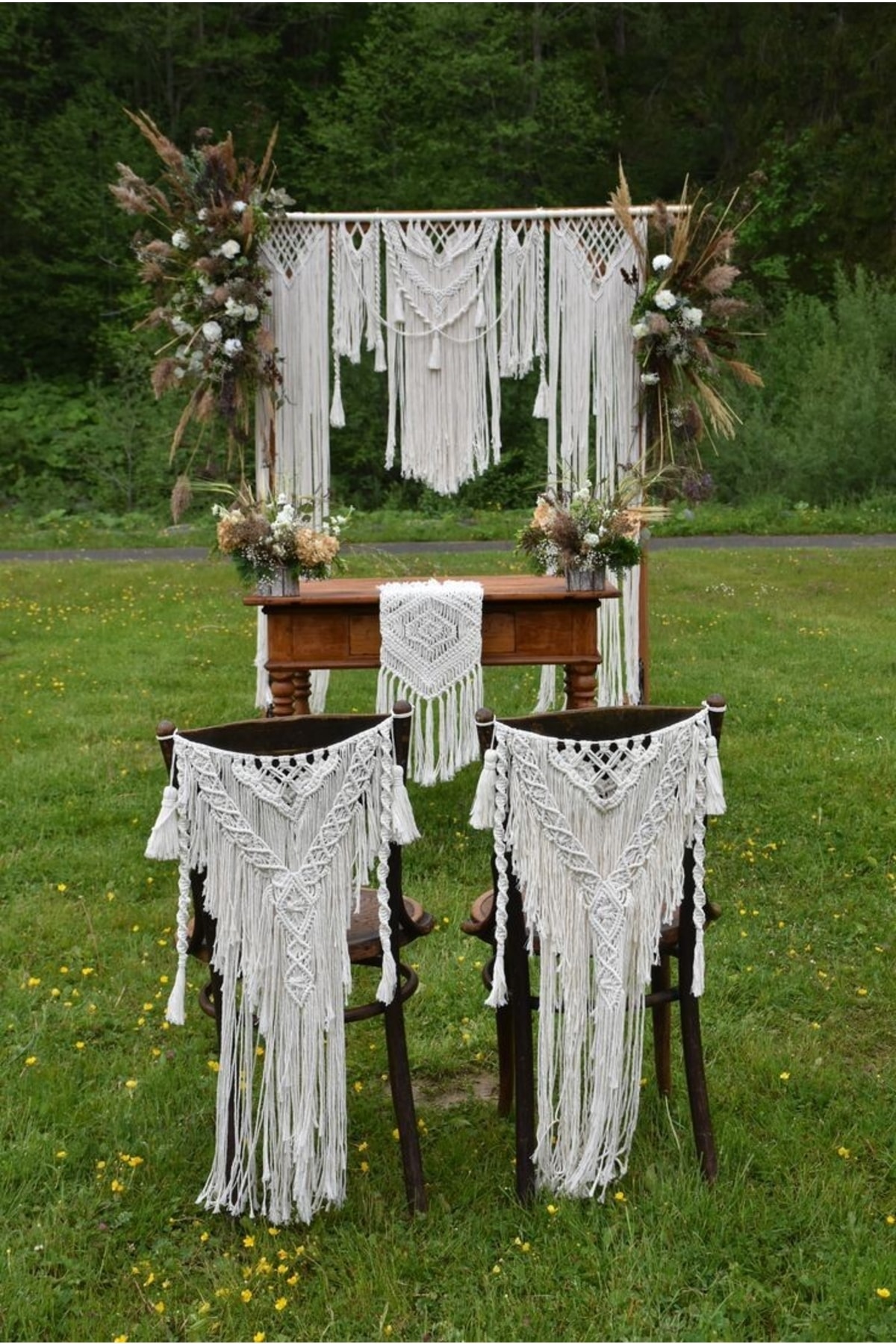 EdaTasarım Makrome Düğün Konsept Arka Fon Runner Sandalye Süsü - Fiyatı ...