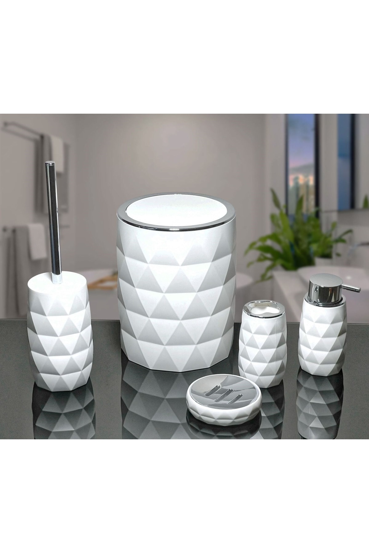 Deco Elit Banyo Seti Lüx Akrilik Kırılmaz Paslanmaz 5 Parça Banyo Seti ...