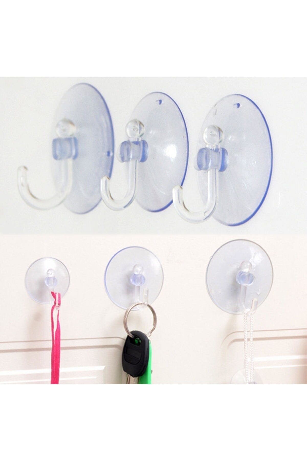 AYMAGNET 10 Adet Büyük Boy Askılı Vantuz, 4cm Şeffaf Plastik Kancalı ...