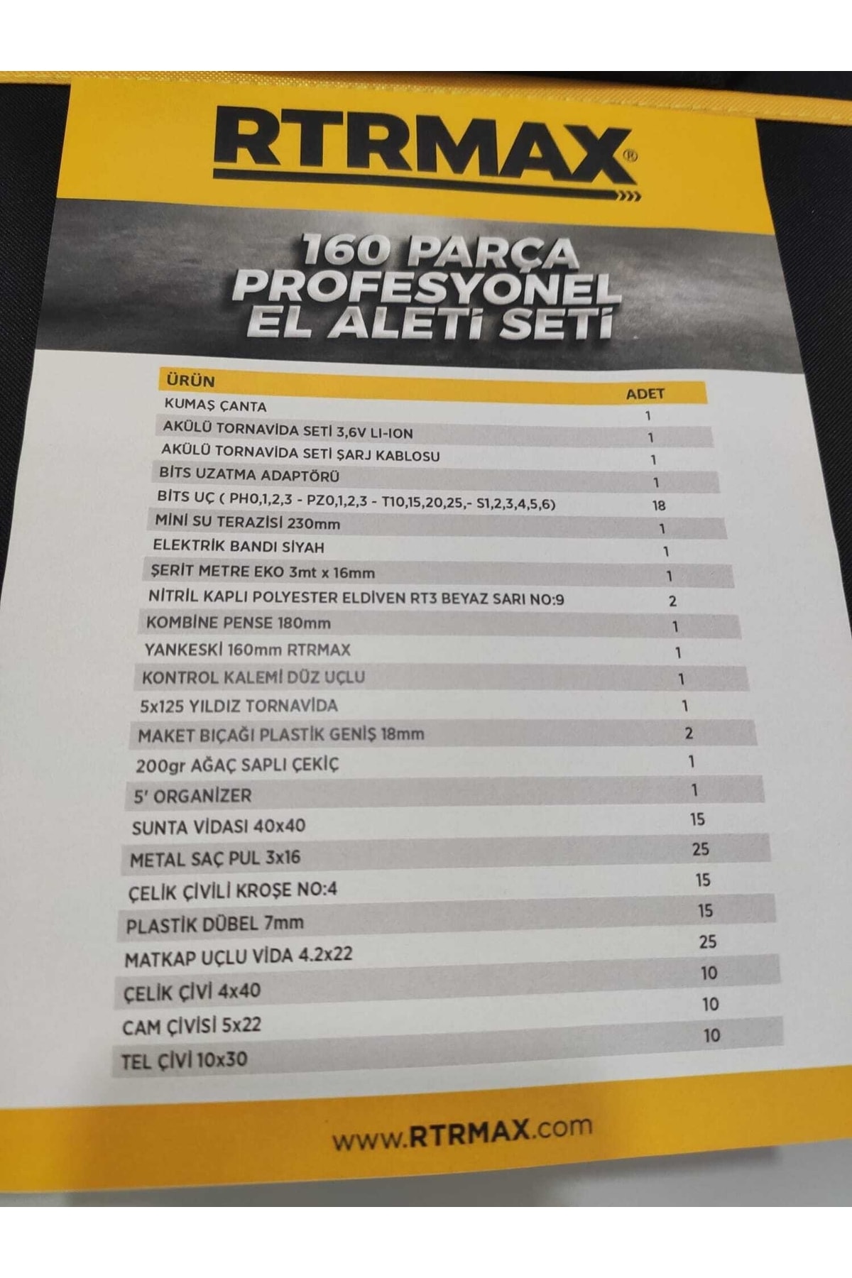 Rtrmax Rtr Max Akülü Tornavida El Aleti Seti 160 Parça Fiyatı ...