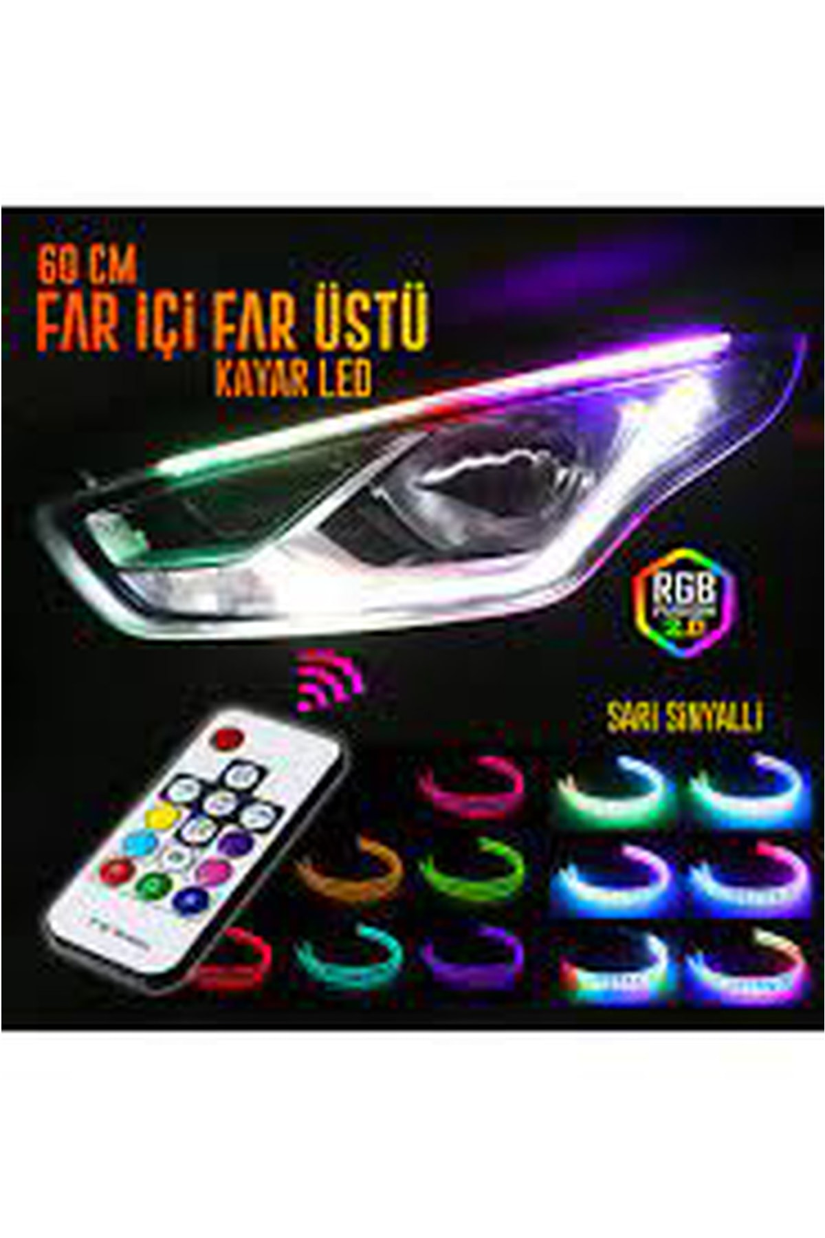 Genel Markalar Far Içi Far Üstü Su Geçirmez Kayar Led 60 Cm Rgb Renk ...