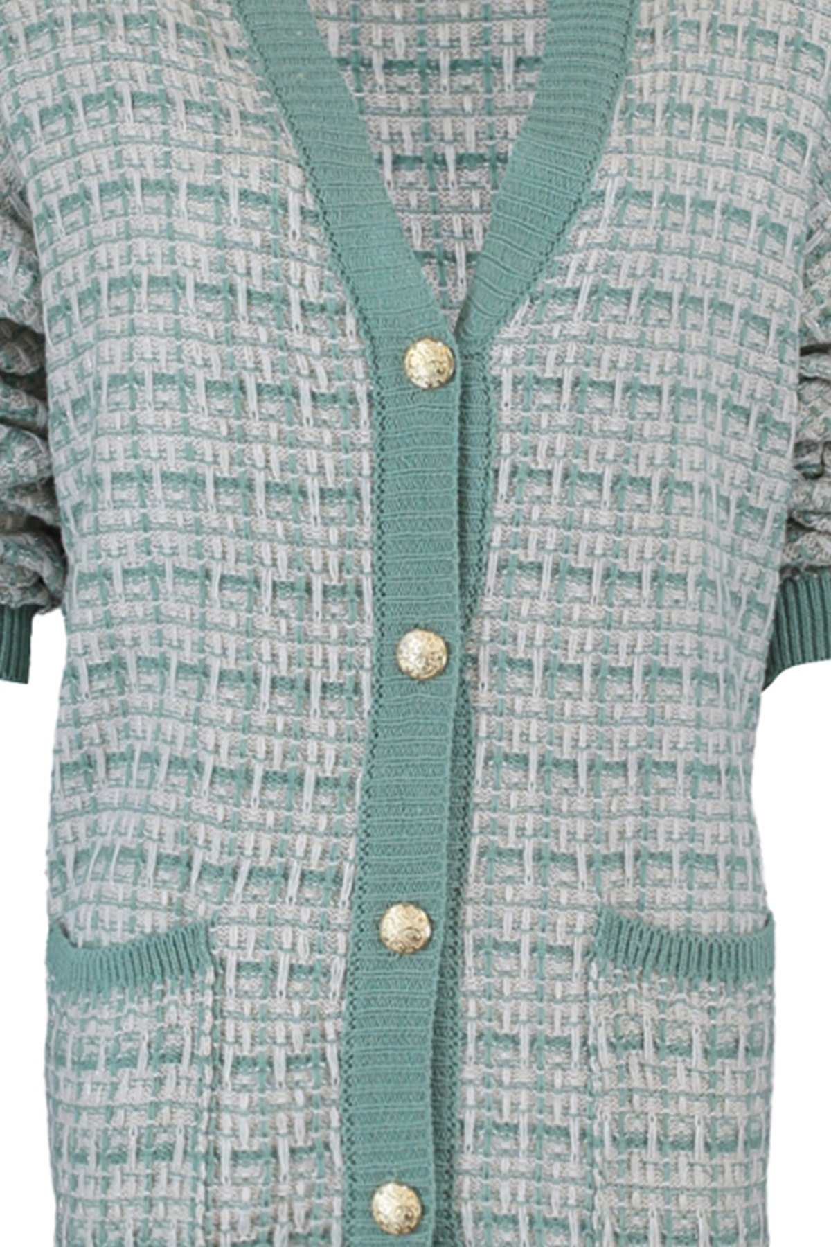 Trendyol Collection Mint Wide Fit Tweed Look Glittery Knitwear Cardigan ...