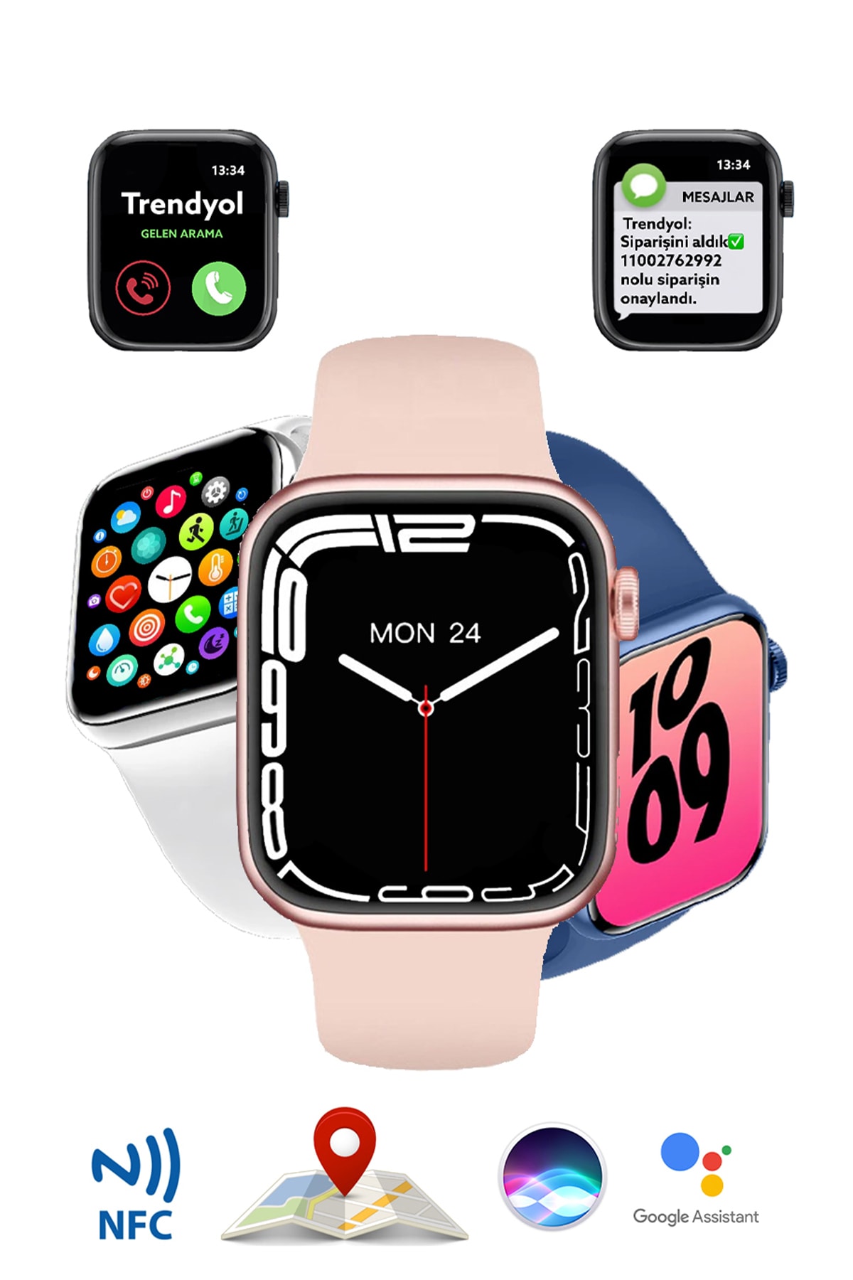 TECHNOMEN Watch 7 Smartwatch 2022 Yeni Akıllı Saat Bluetooth Çağrı ...