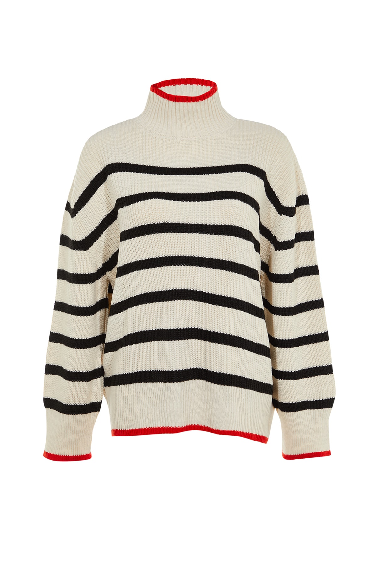 Trendyol Collection Ecru Wide Pattern Striped Knitwear Sweater ...