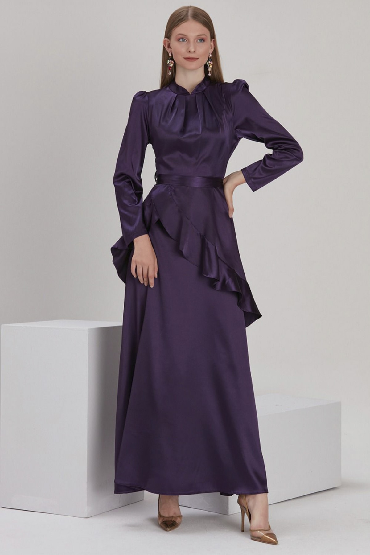 Feiza Collection Tesettür Abiye Elbise - Mor - Fiyatı, Yorumları