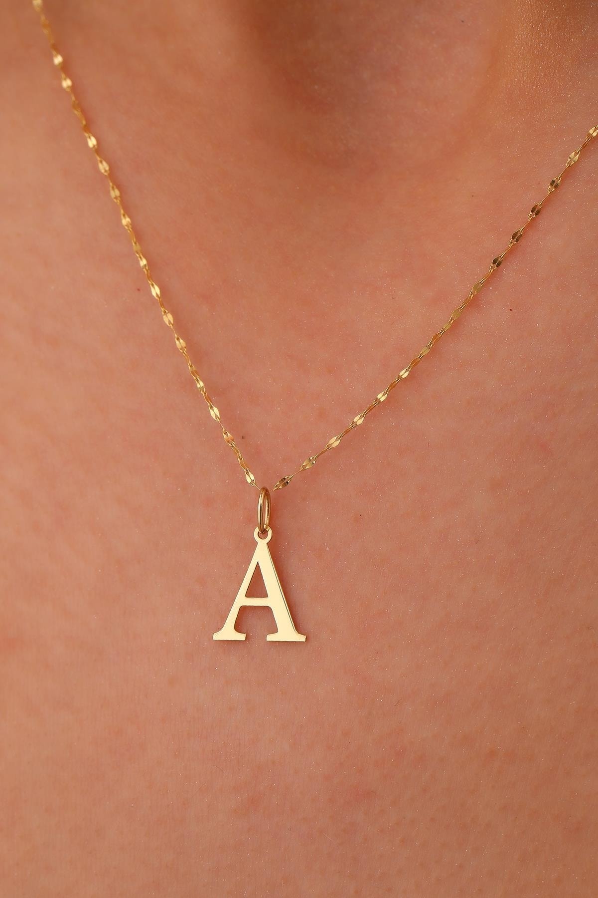 Sefa Gold 14 Ayar Altın A Harf Ince Aynalı Zincir Kolye Fiyatı ...