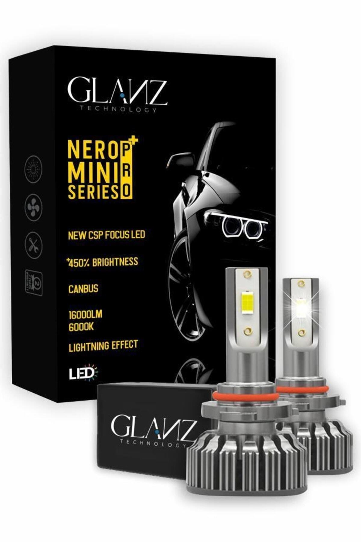 Glanz Hb4 9006 Nero Pro Canbus Mini Slim Csp Led Xenon Şimşek 16000lm ...