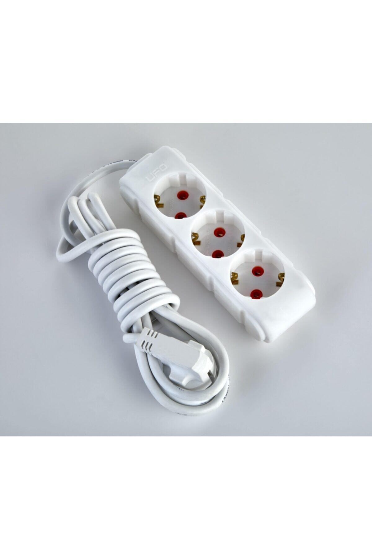 UFO Elektrik 10 Metre Beyaz Renkli Üçlü Topraklı Kablolu Topraklı Grup ...