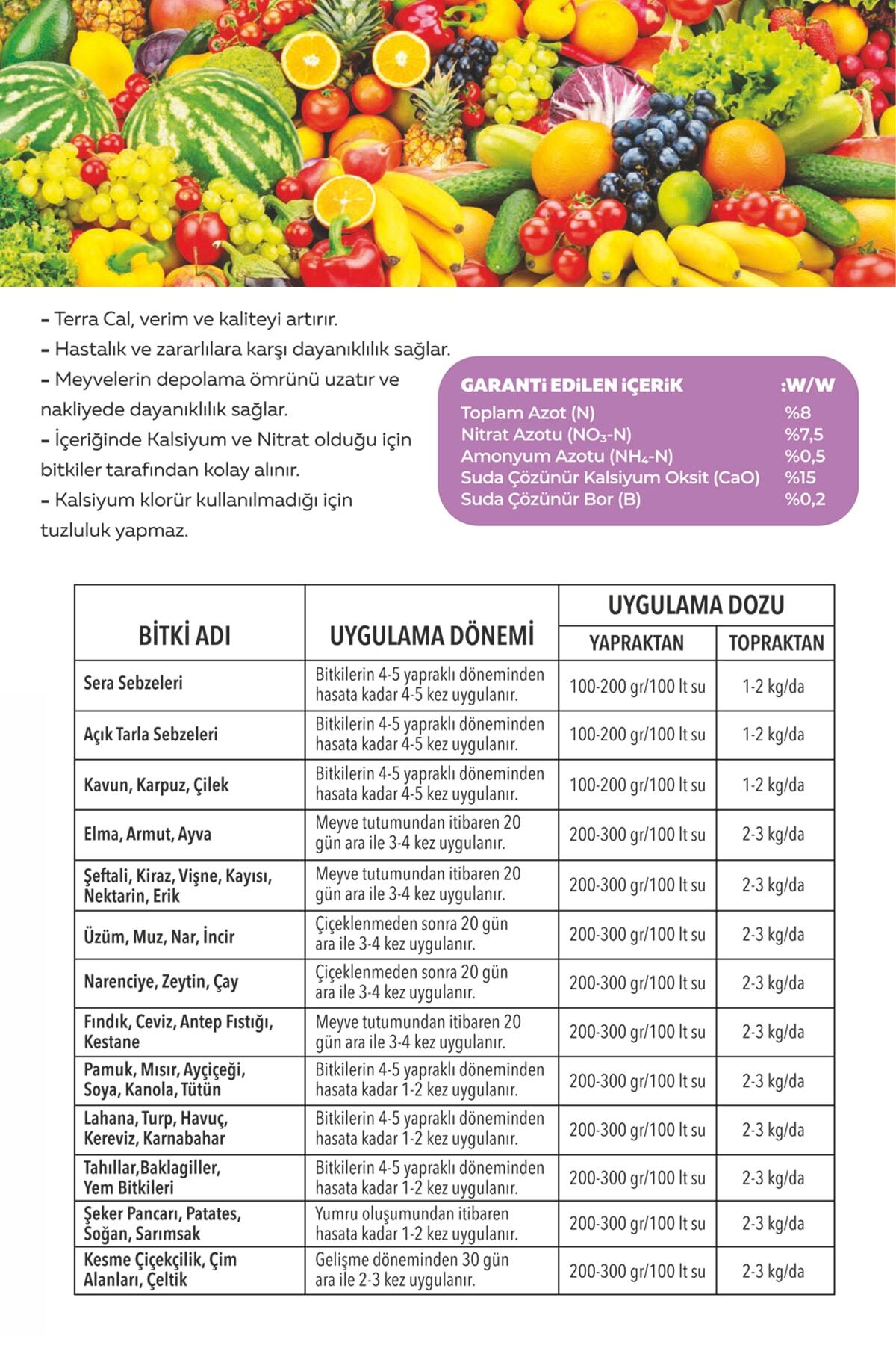 TerraOrga Terra Cal 1 Lt Sıvı Gübre Ec Fertilizer Kalsiyum Nitrat ...