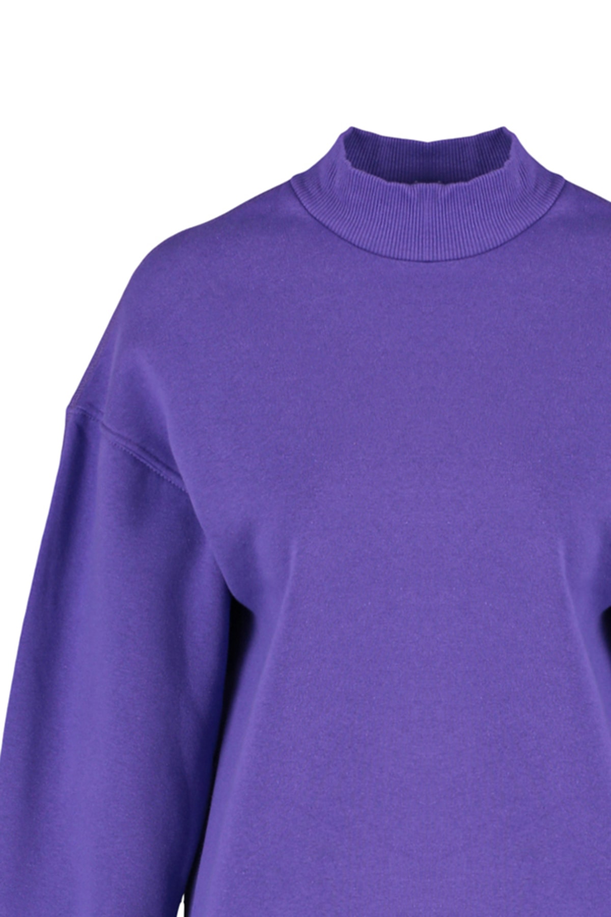 Trendyol Collection Thick Fleece Purple Stand Collar Knitted Sweatshirt ...