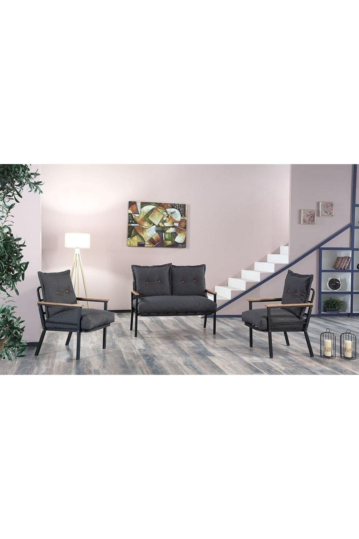 ipek mobilya Neta Balkon, Bahçe, Cafe - Metal Koltuk Takımı 2+1+1 ...