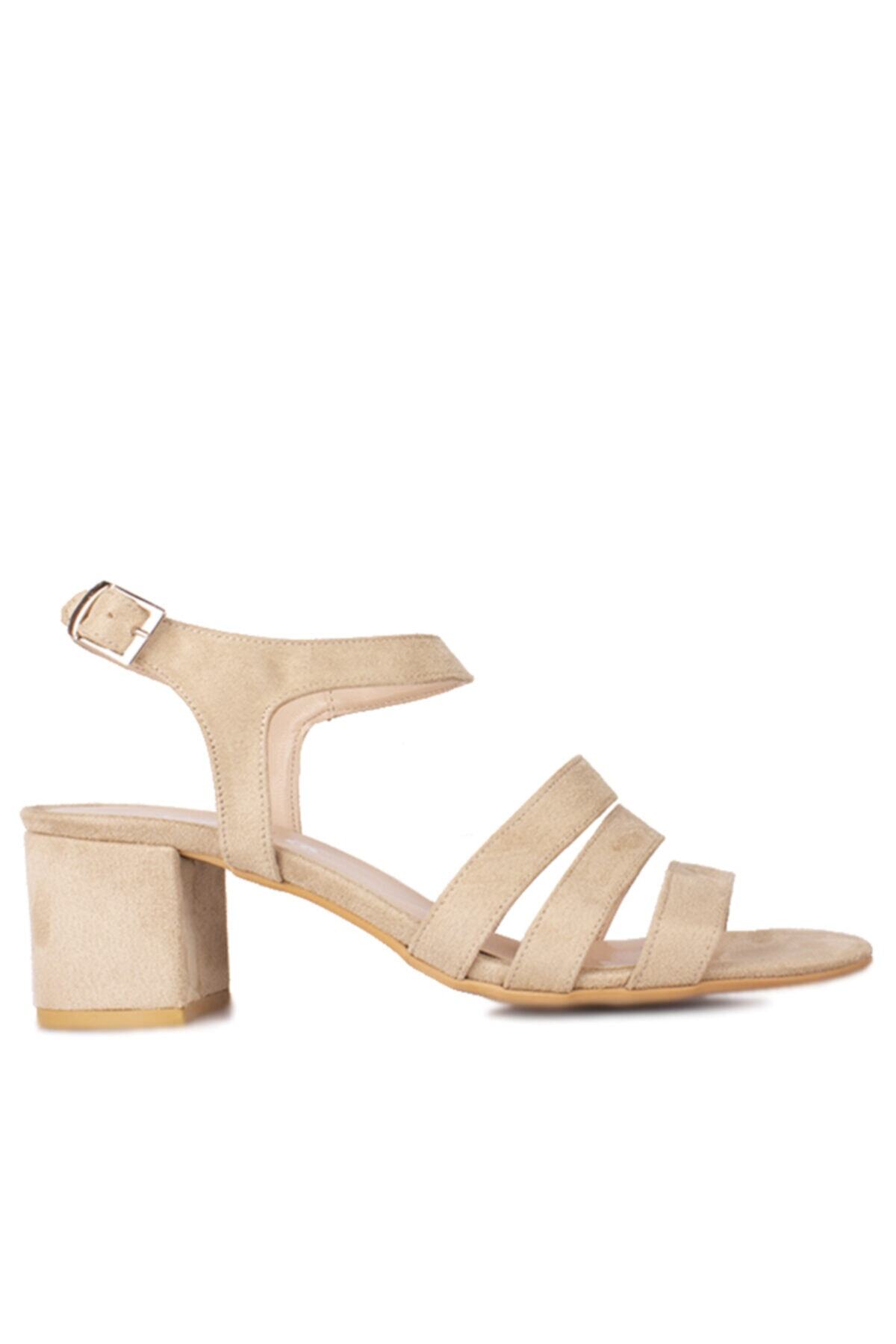 Fitbas 111141 327 Kadın Ten Süet Topuklu Büyük & Küçük Numara Sandalet ...