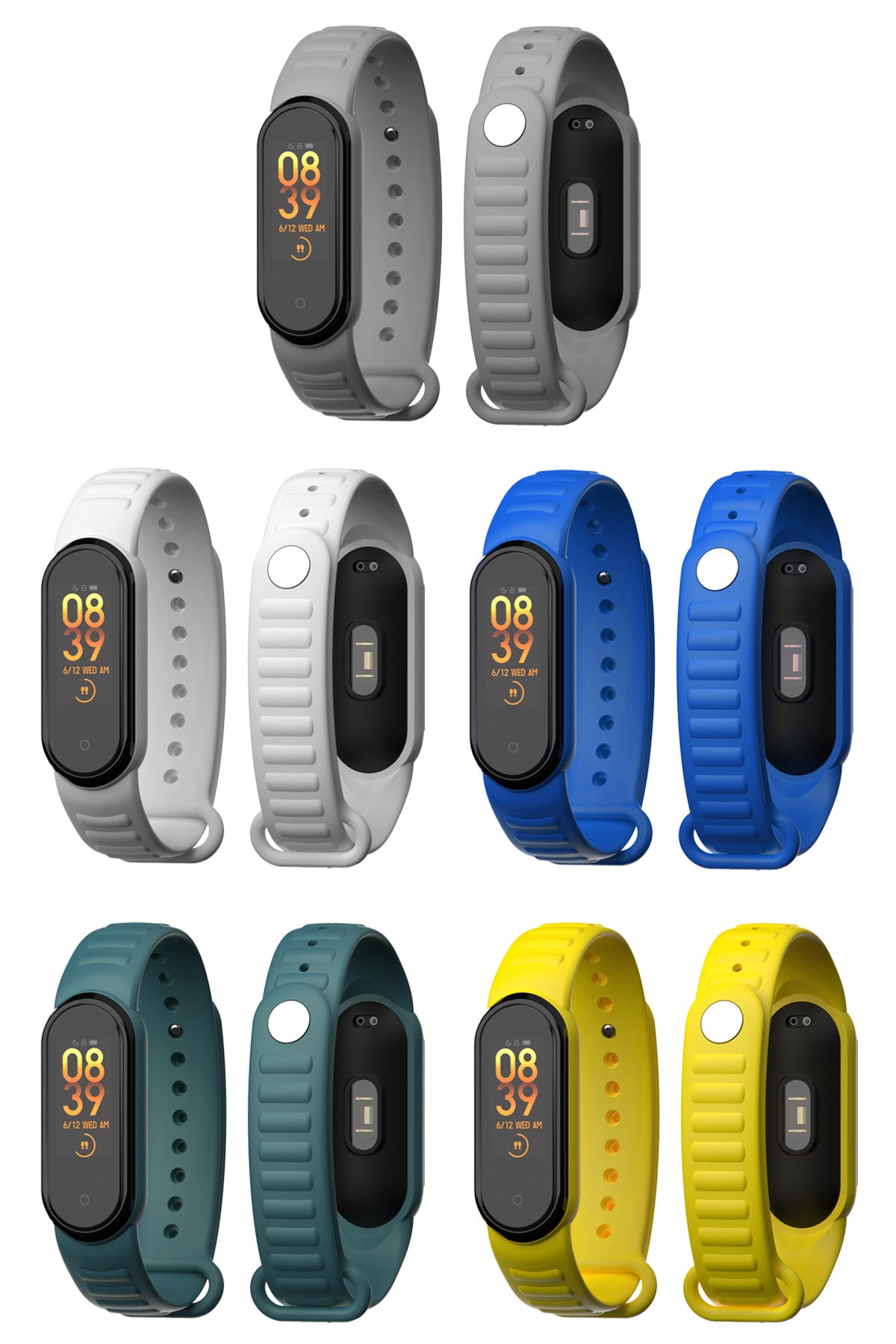 PUFWİN Xiaomi Mi Band 5 Ve 6 Uyumlu Loop Desenli Silikon Kordon Seti ...
