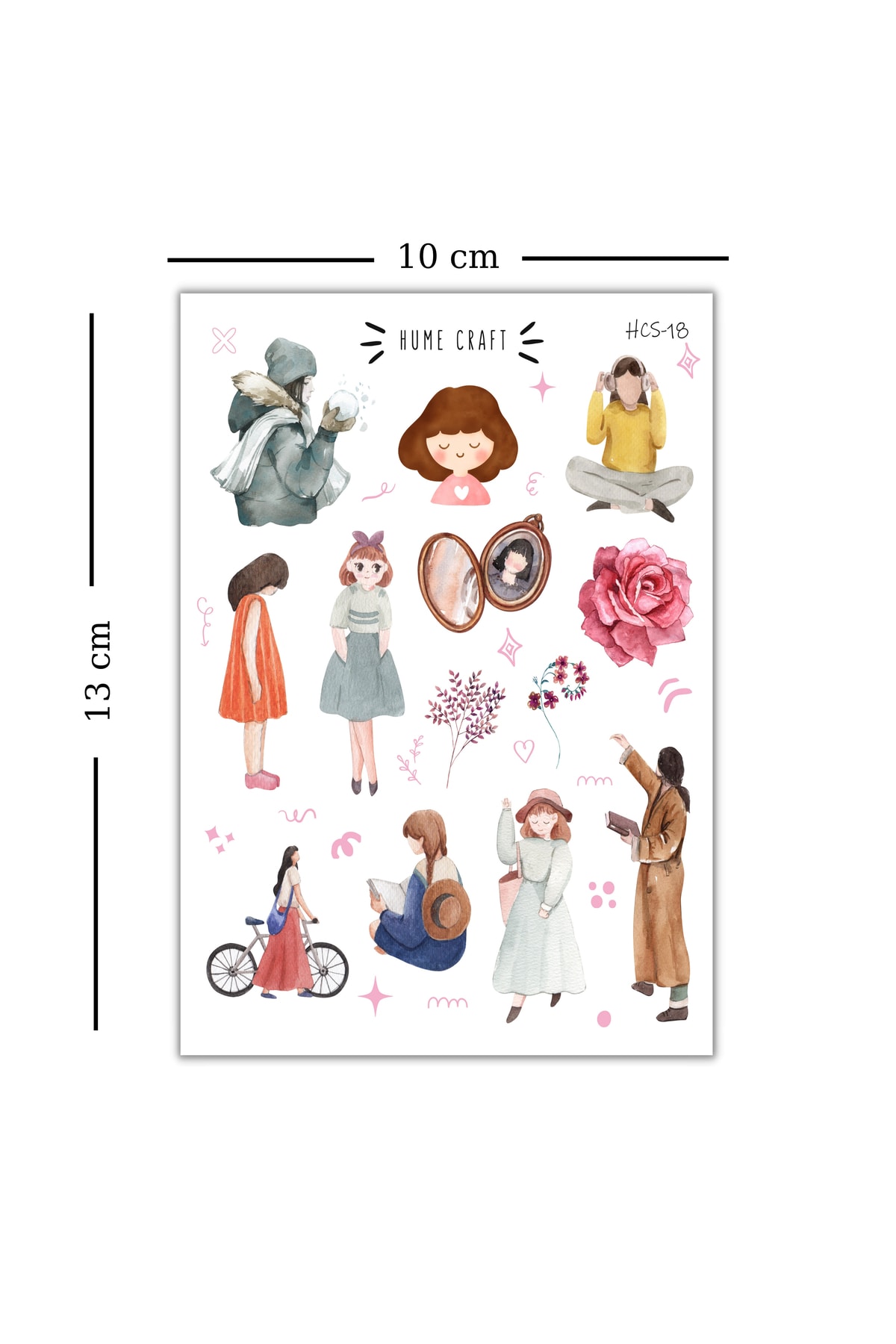 Hume Craft Vintage Girl Temalı Sticker Seti Ajanda Planlayıcı Bullet ...