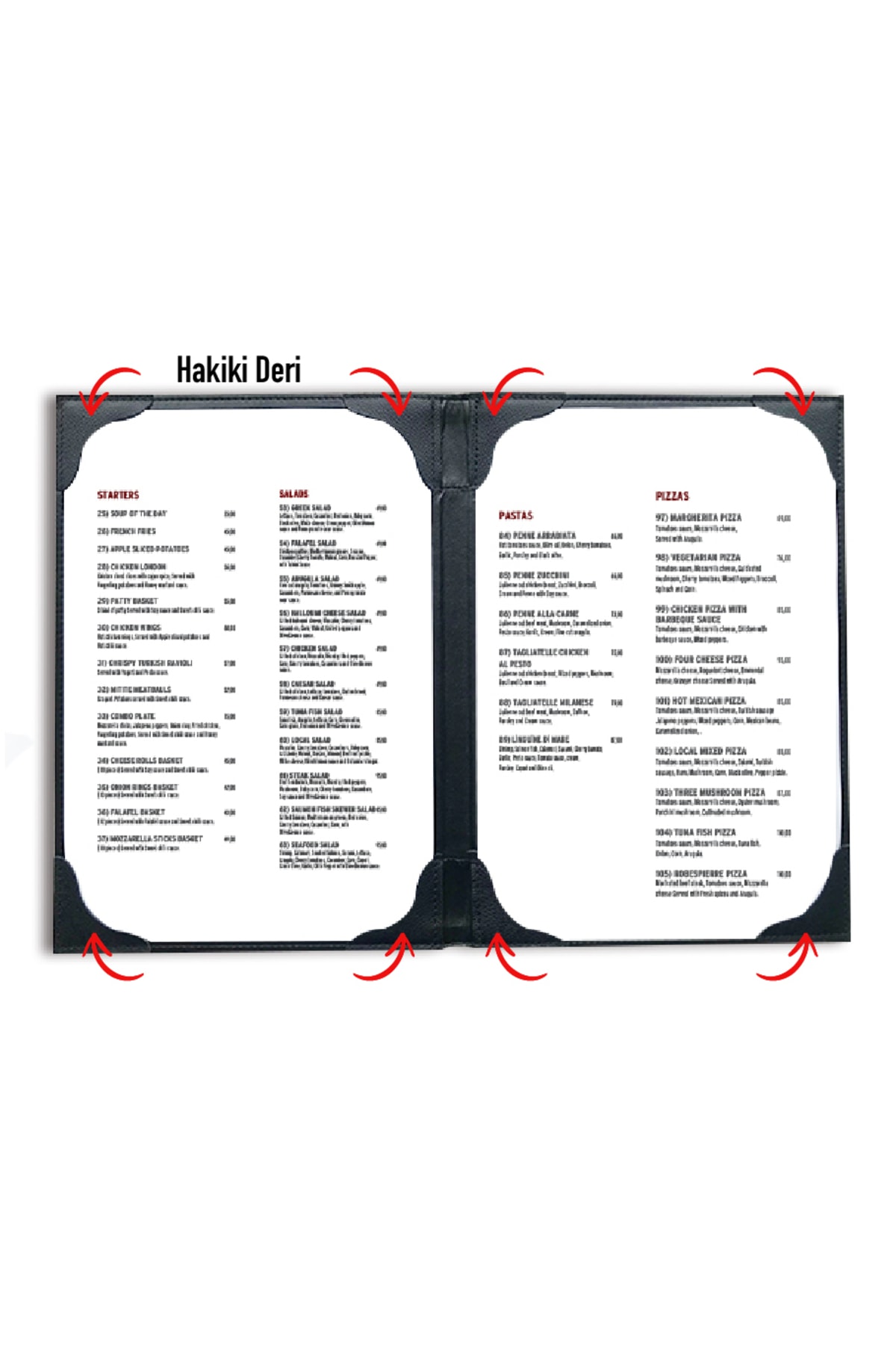 ViP GiFT Deri Menü Kabı Yemek Menüsü Restaurant Cafe Otel Menü A4 Siyah ...