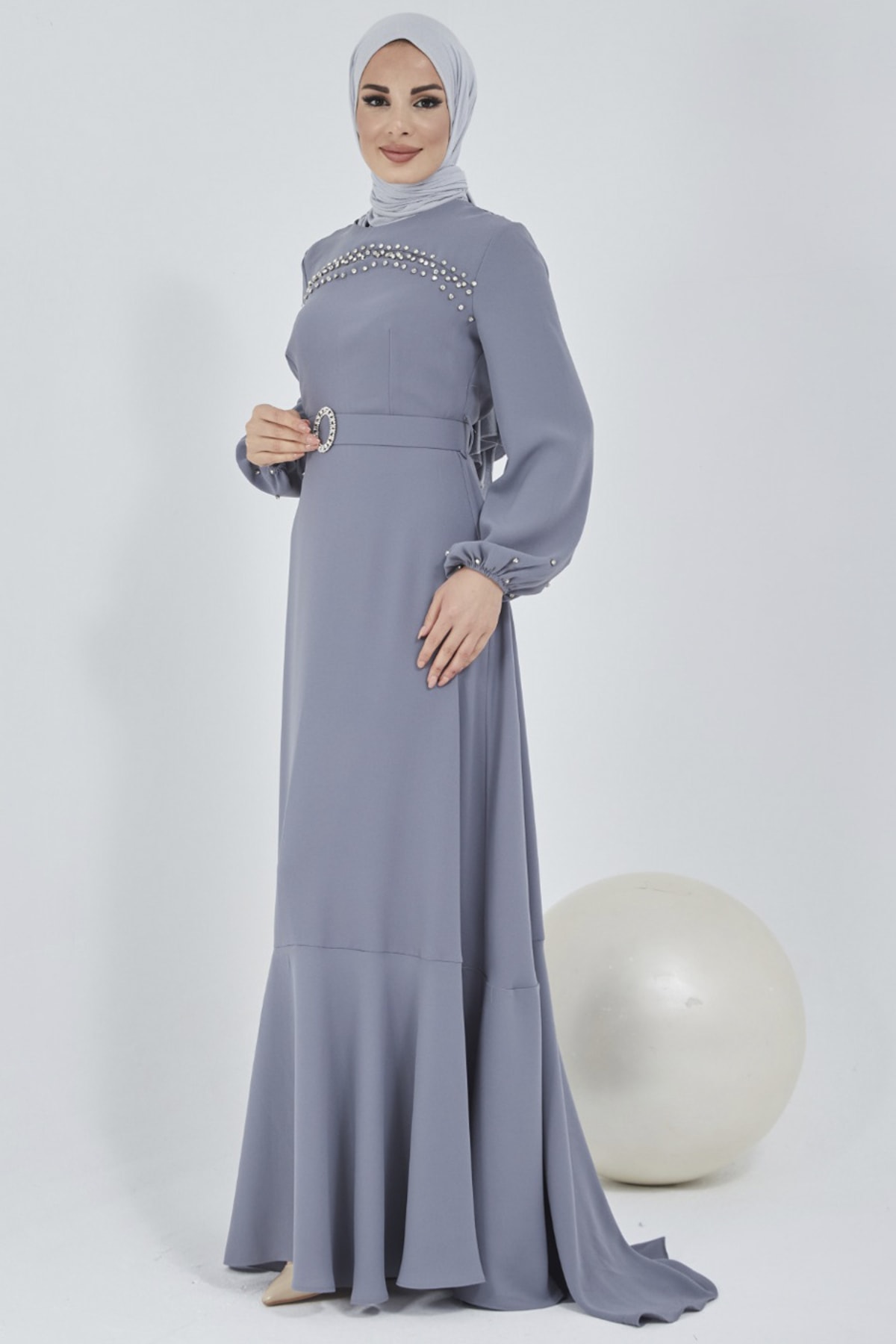 Feiza Collection Tesettür Abiye Elbise - Gri - Fiyatı, Yorumları