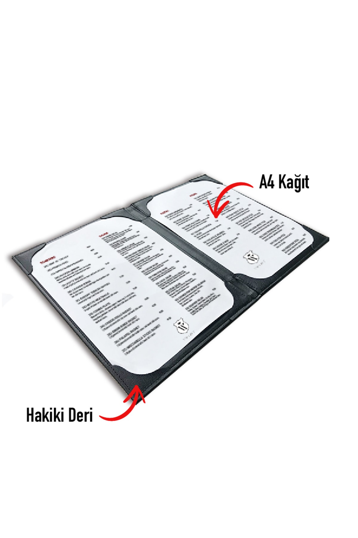 ViP GiFT Deri Menü Kabı Yemek Menüsü Restaurant Cafe Otel Menü A4 Siyah ...