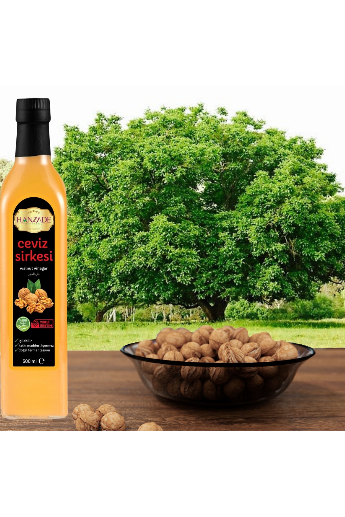 Hanzade Bitkisel Ceviz Sirkesi 500 ml X 2 Adet Doğal Fermante ...