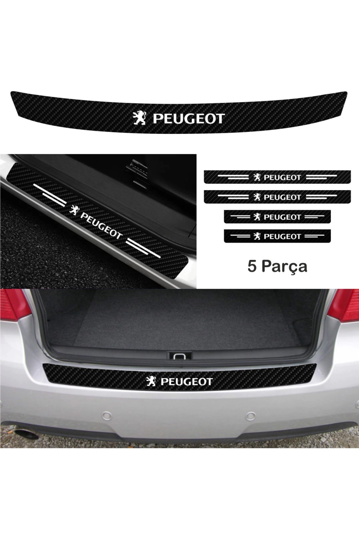 Genel Markalar Peugeot 301 Bağaj ve Kapı Eşiği Karbon Sticker (SET ...