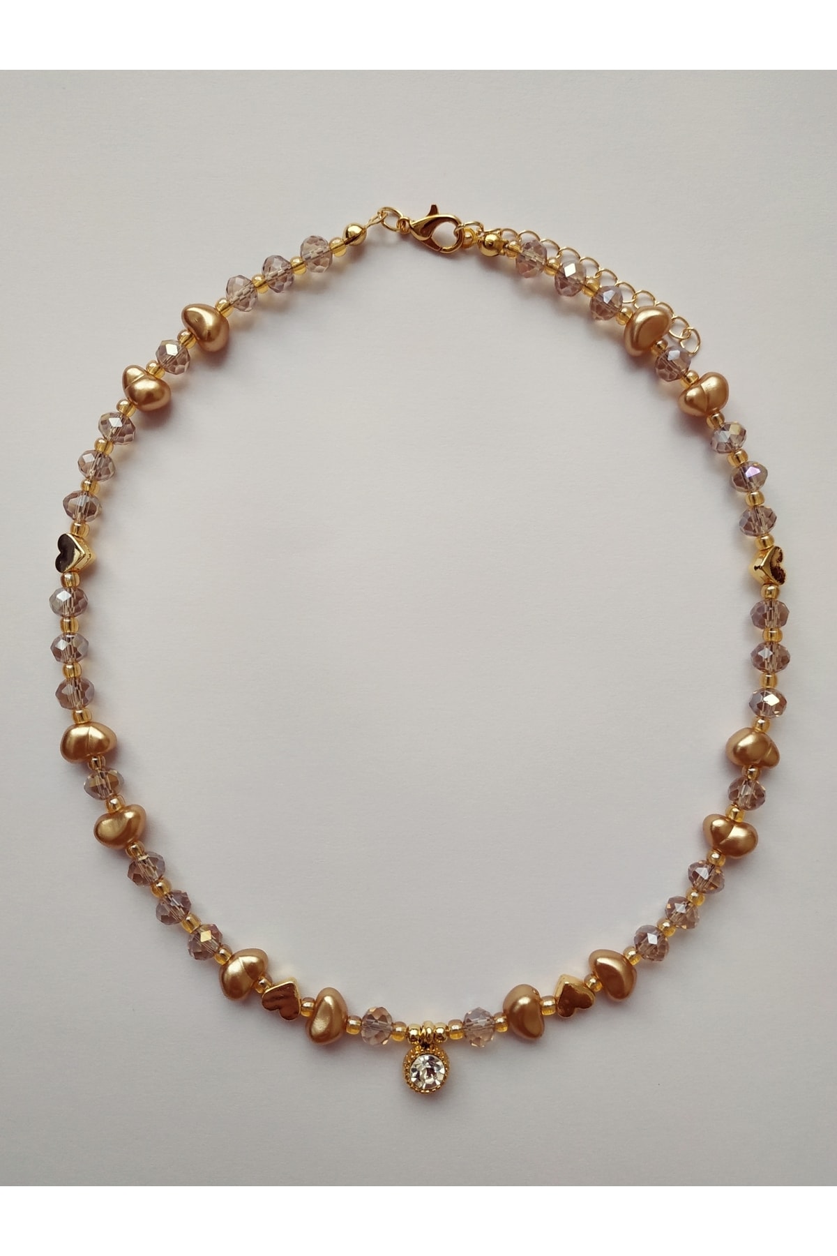 Fata Morgana Accessory Beyaz Pırıltı Uçlu Bal Rengi Barok Incili Kalpli ...