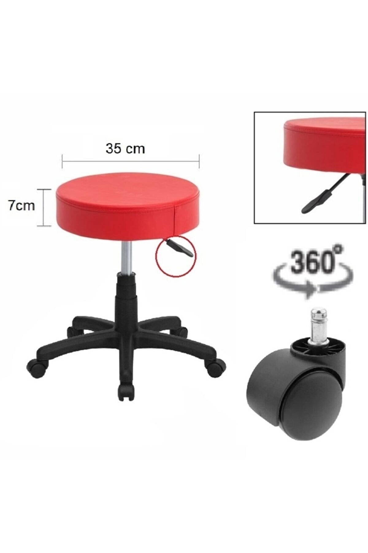 Depolife Döner Ofis Kasiyer Taburesi Tekerlekli Deri Döşeme Oturak ...