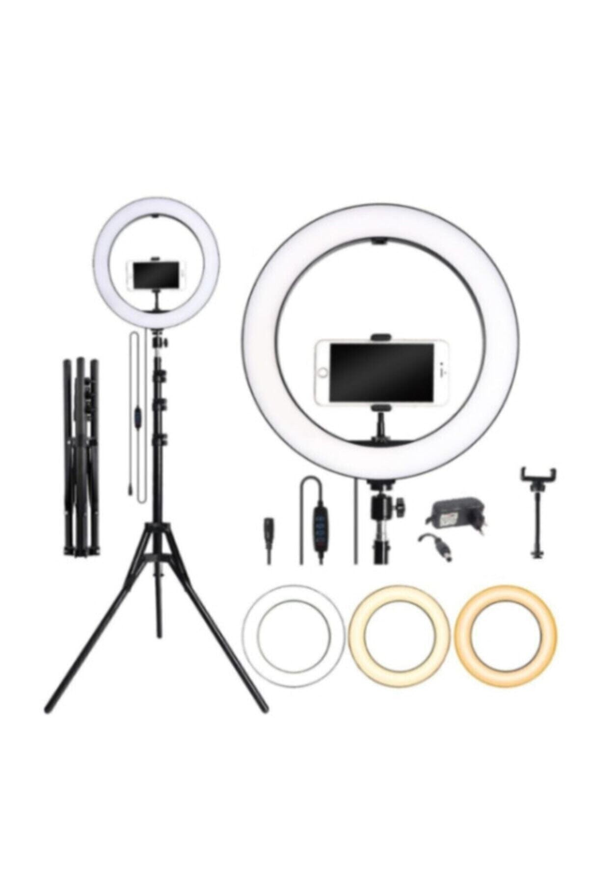 Tripod Led Işıklı Telefon Tutucu Makyaj Işığı Ring Light 10 Inç + 2.1 M ...