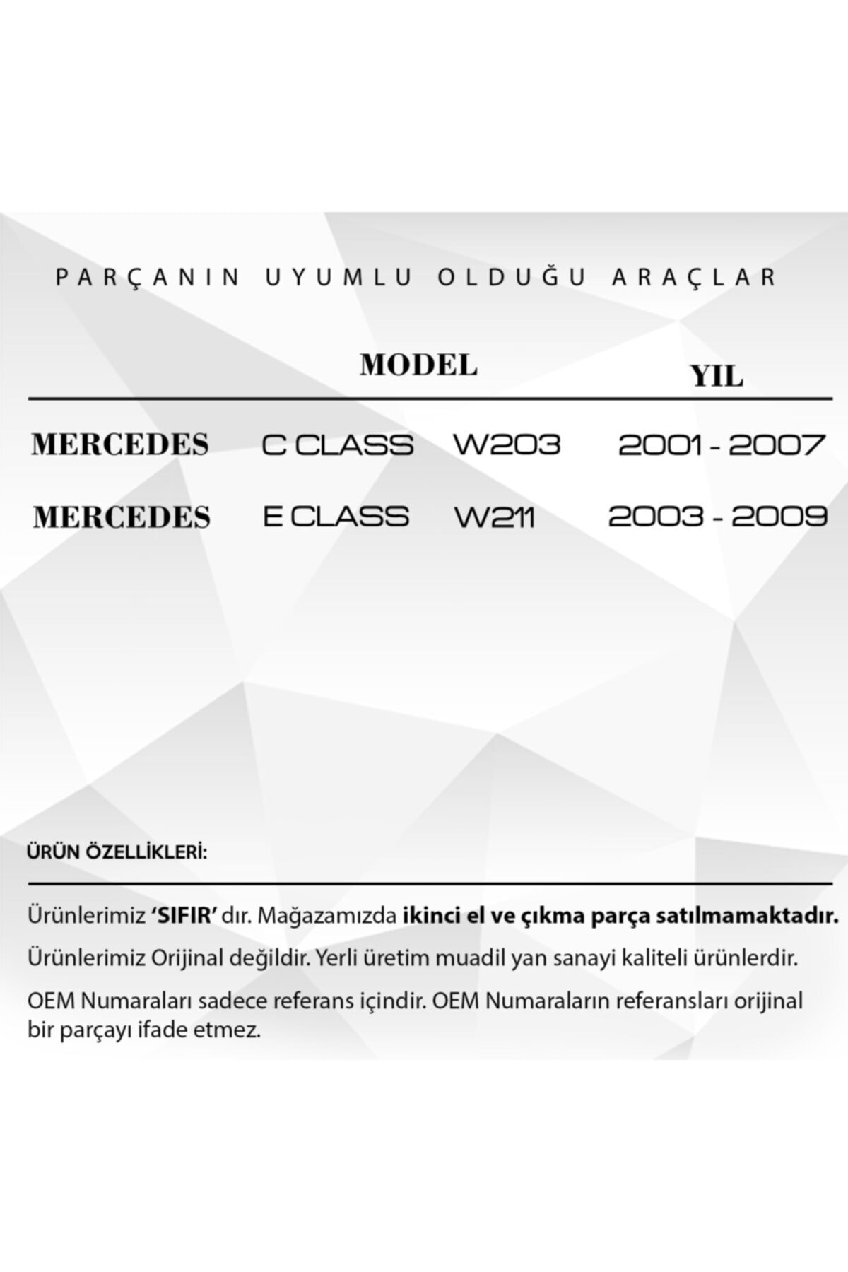 Genel Markalar Mercedes C Class W203, E Class W211 Için Klima Klepe ...
