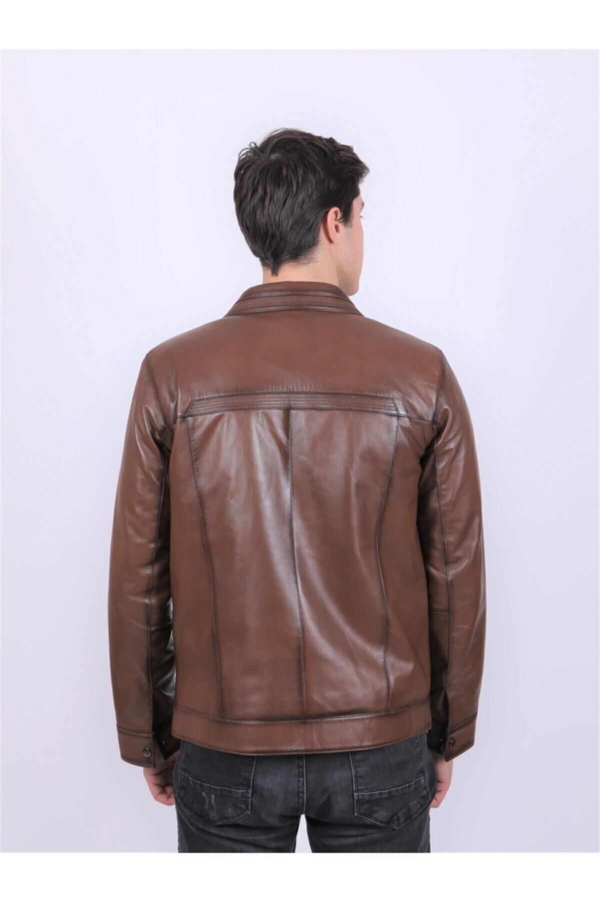 Zamano Deri Hakiki Deri Kahverengi Erkek Deri Mont Deri CeketFiyatı ...