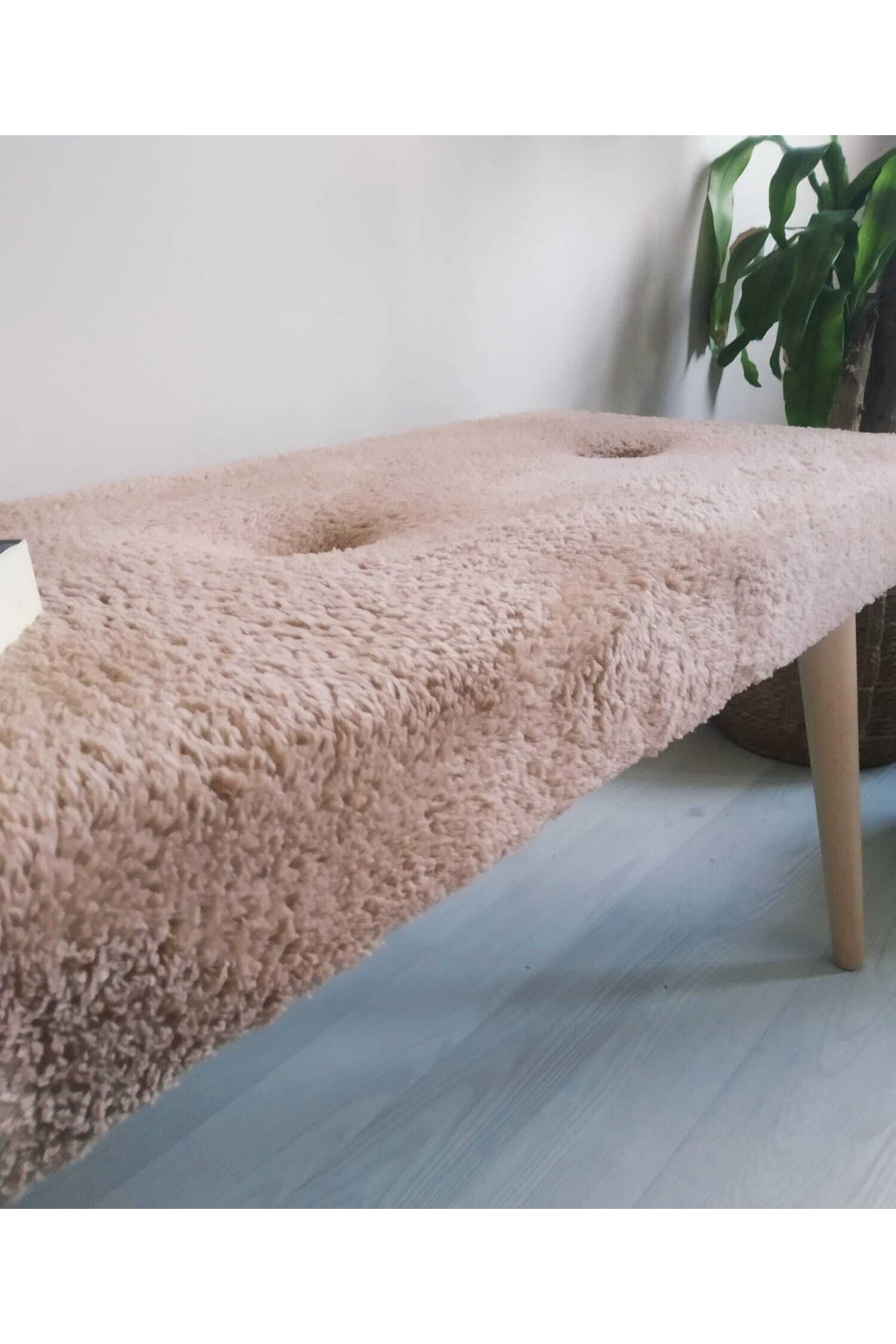 PUFANNA Ahşap Ayaklı Handmade Geniş Oturum Alanlı Kahverengi Pofidik ...