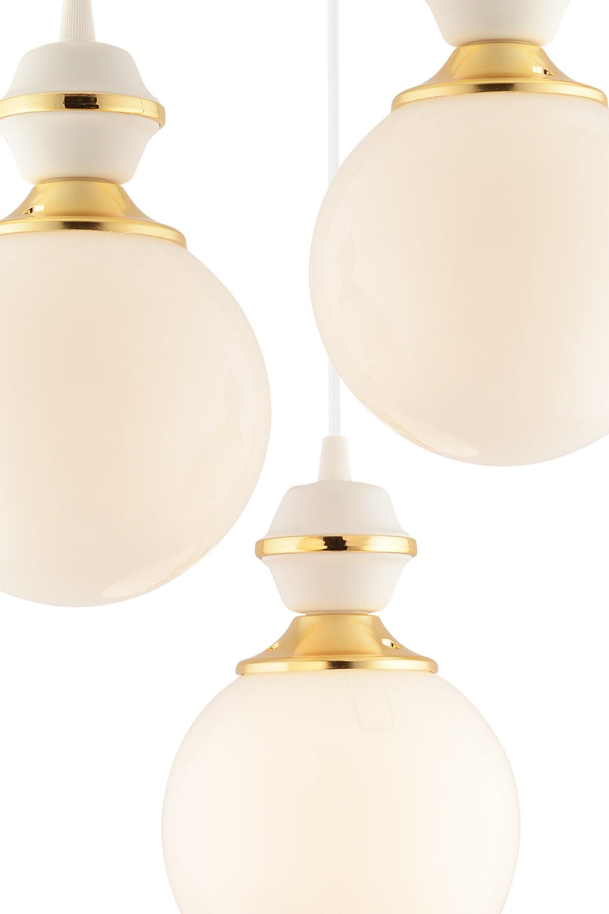 GYK LİGHT Berru 3lü Tepsi Beyaza Gold Glop Camlı Lüks Salon Avizesi ...