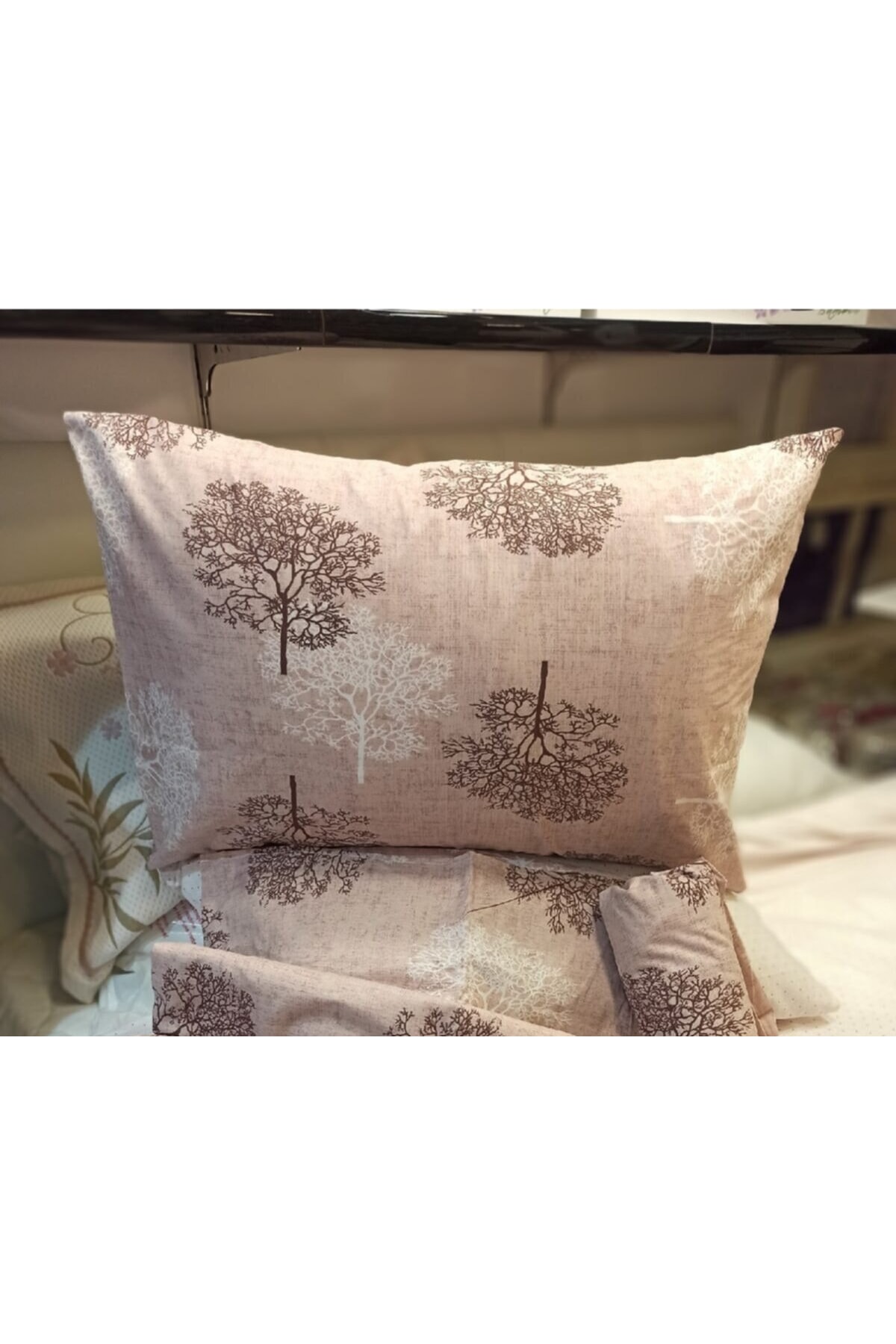 KARAHANLI Ağaç Desen Bej Renk 1 Adet 50x70cm Pamuklu Koruyucu Fermuarlı ...