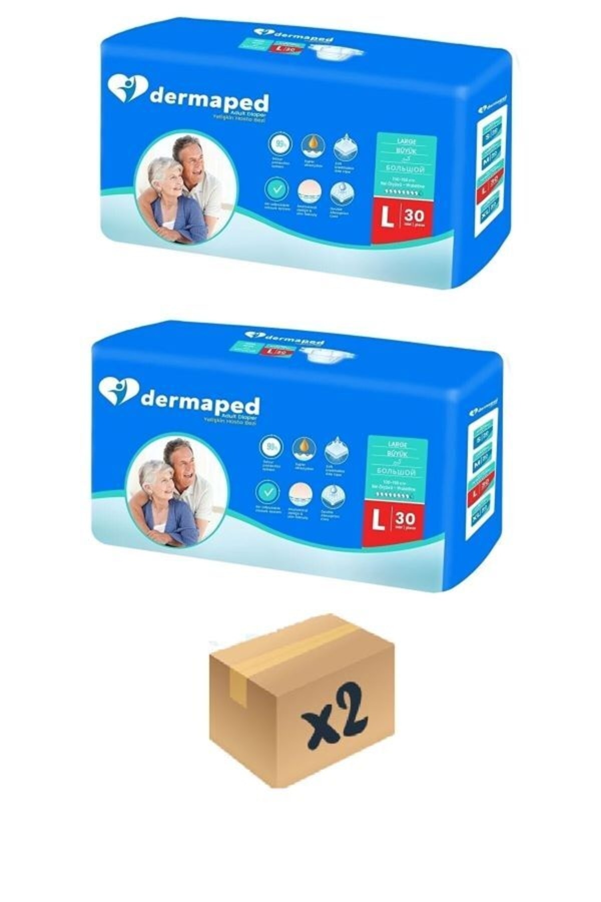 Dermaped Yetişkin Hasta Bezi Bel Bantlı Büyük Boy (l) Beden Süper Emici ...