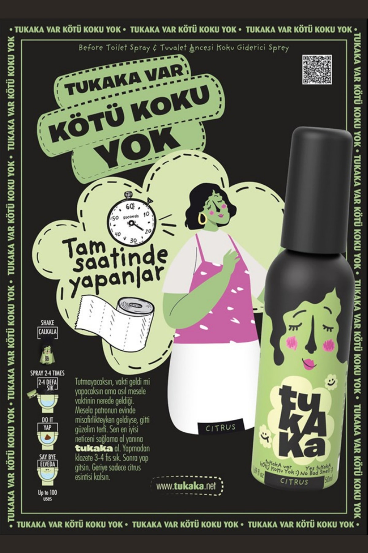 TUKAKA Tuvalet Öncesi Koku Giderici Sprey, Uzun Ömürlü Banyo Ve Tuvalet ...