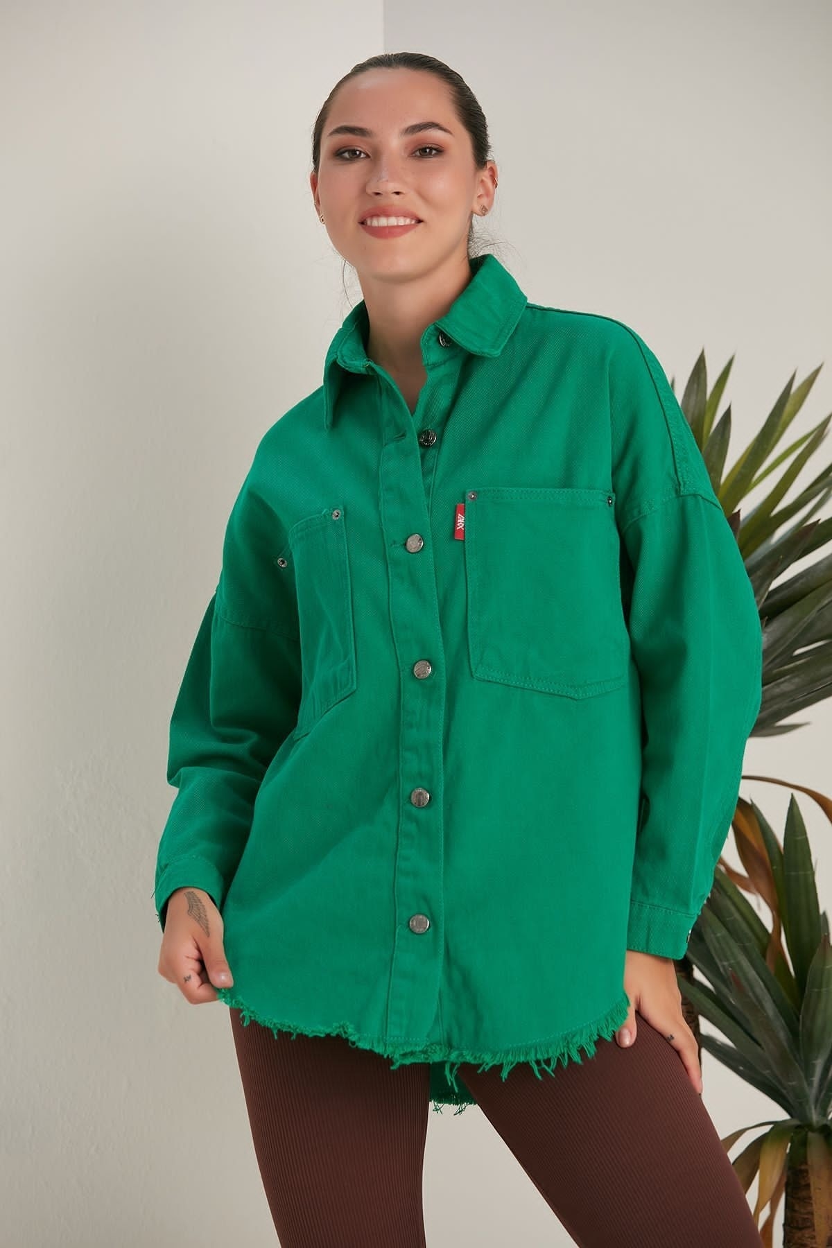 Zarx 6009 Model Püskül Detaylı Cepli Gömlek Benetton Yeşil Fiyatı ...