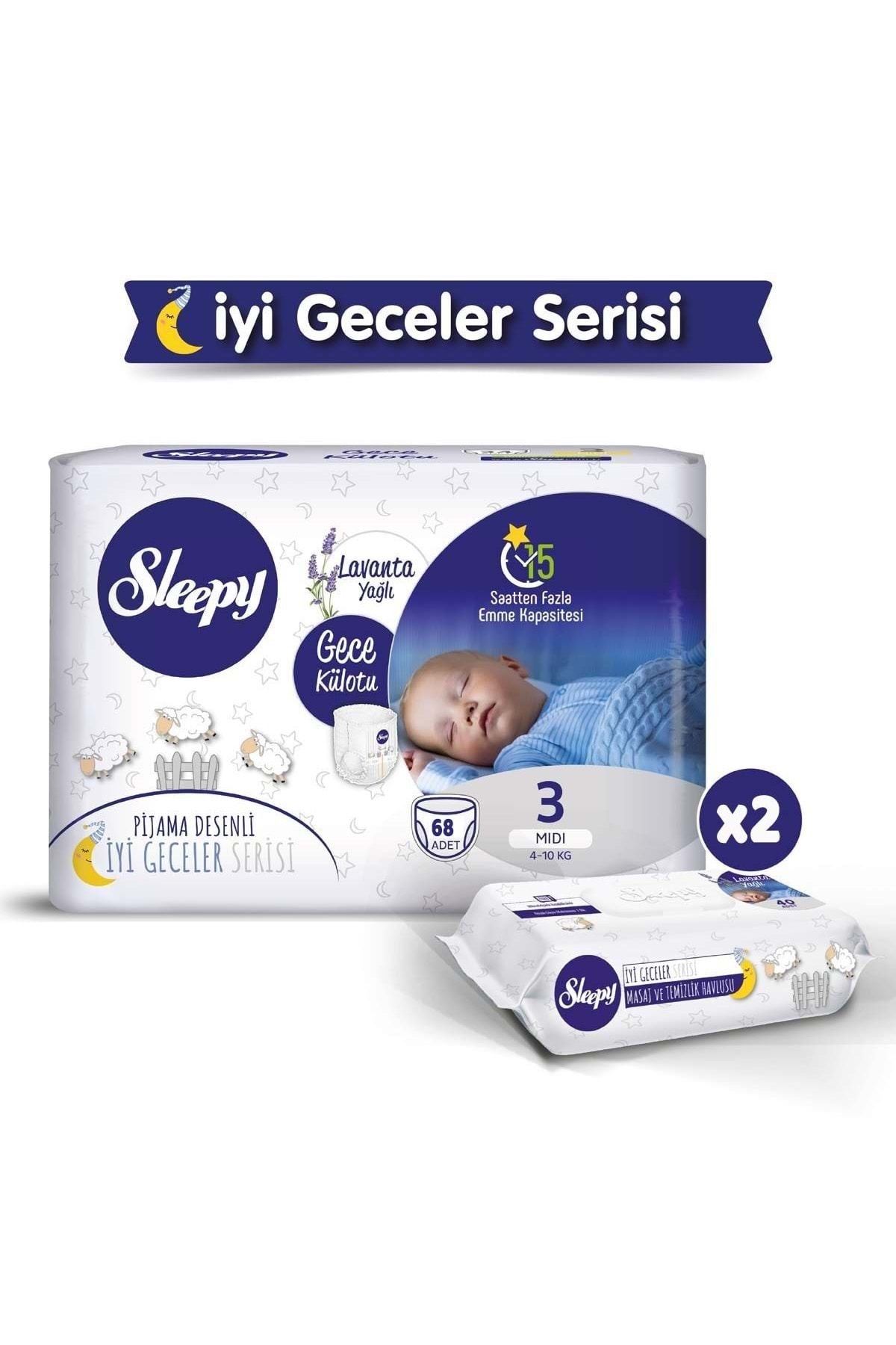 Sleepy Bebek Bezi Gece Külotu Bezi Beden:3 (4-10kg) Midi 68 Adet Jumbo ...