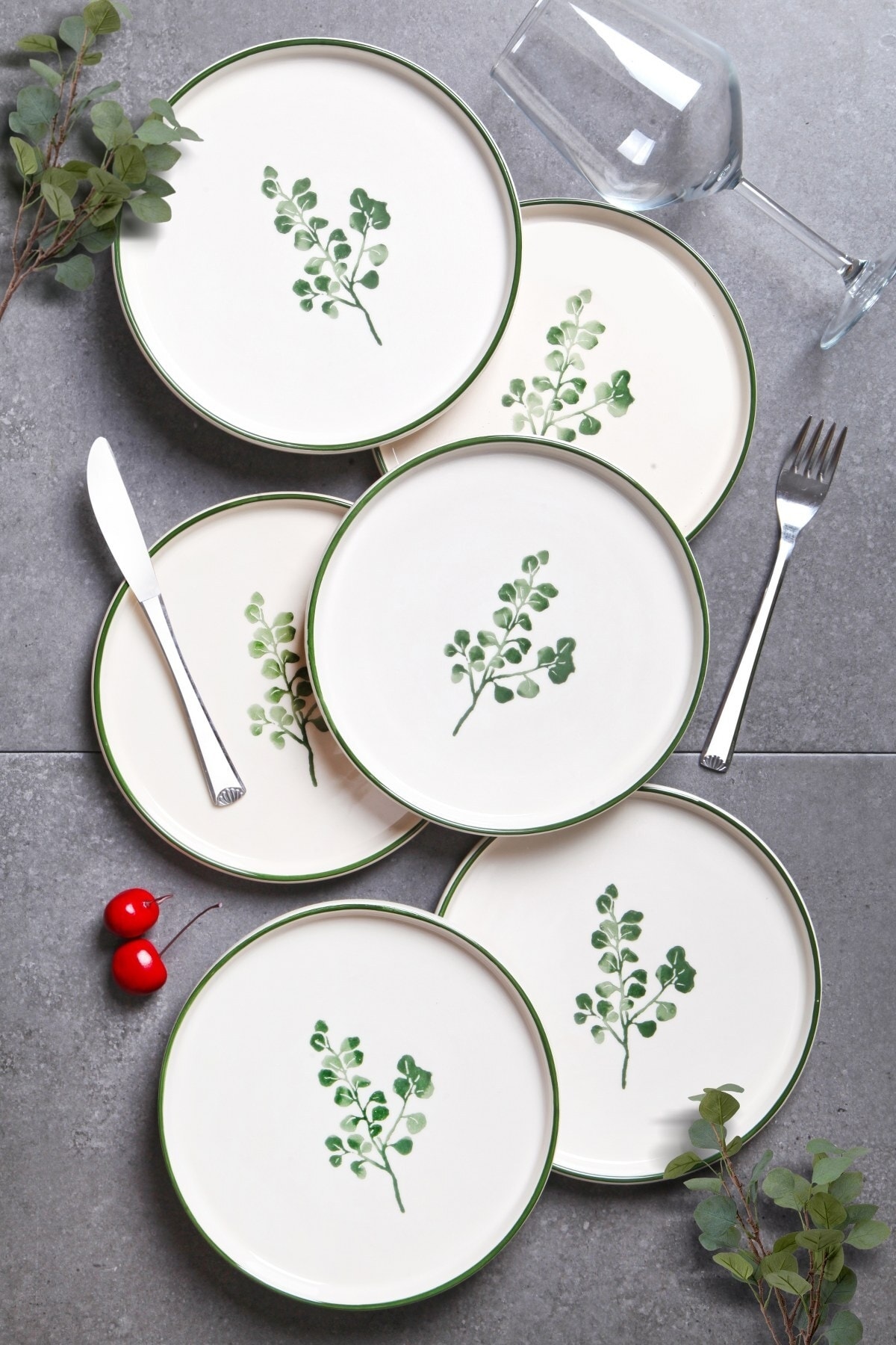 Çavdar Group 6'lı Özel Tasarım 20cm Stackable Yeşillik Desen Pasta ...