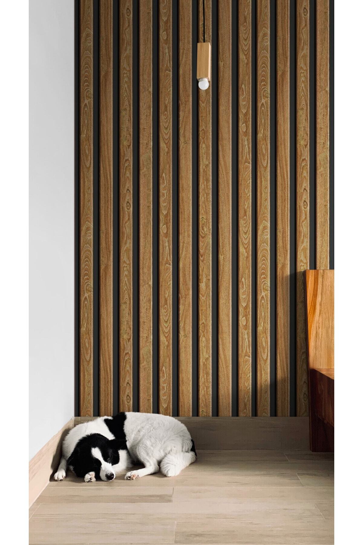 FNC CONCEPT Lambri Panel Ahşap Duvar Çıtası Desenli Duvar Kağıdı 5 ...