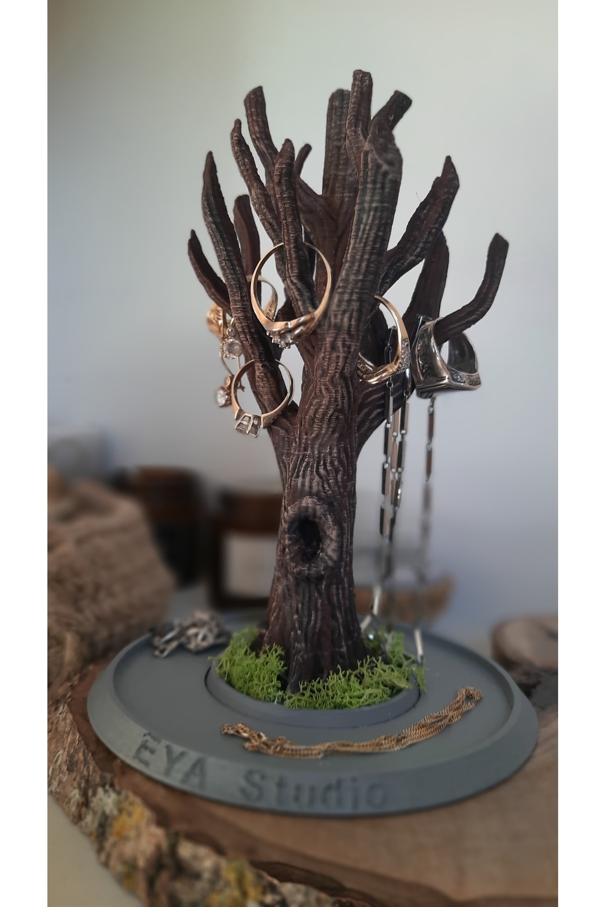 EYA STUDİO Ağaç Figürü Takı Standı Mücevher Askısı-ağaç Rengi Gövde Ve ...