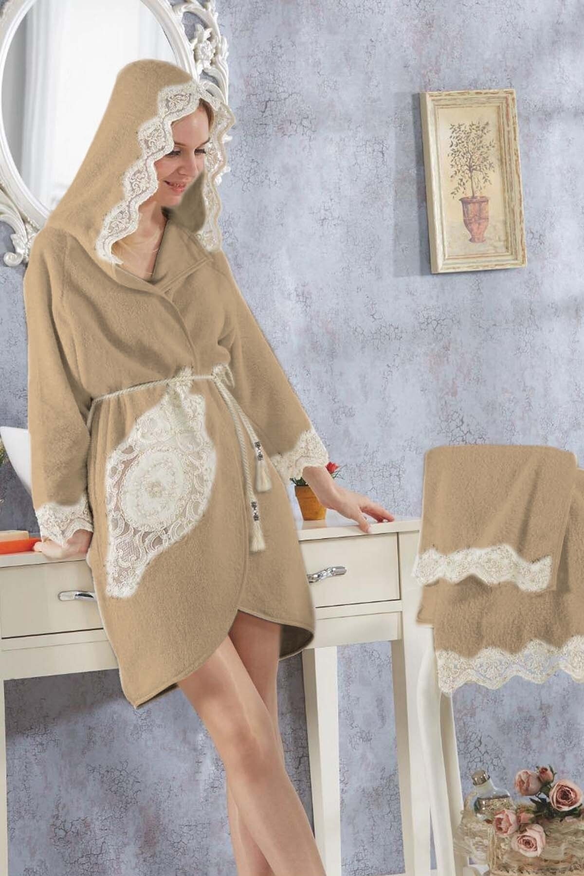 Bonny Home Women's Brown Valentina Cappuccino French Lace Honeymoon ...