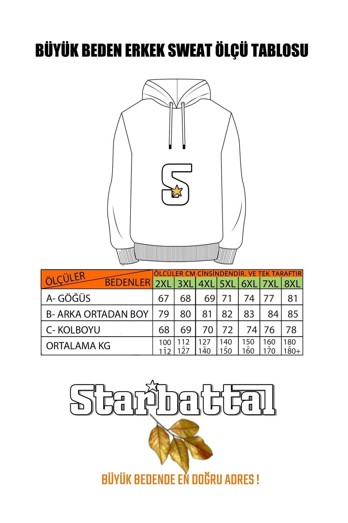 Starbattal Büyük Beden Erkek Basic Sweat Kapüşonlu 11700-sıyah - Fiyatı, Yorumları