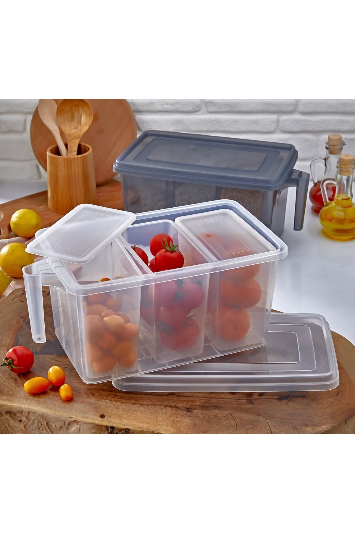 DEMPA 8 Lt Kulplu Saklama Kabı Organizer Buzdolabı Düzenleyici 4 Parça ...