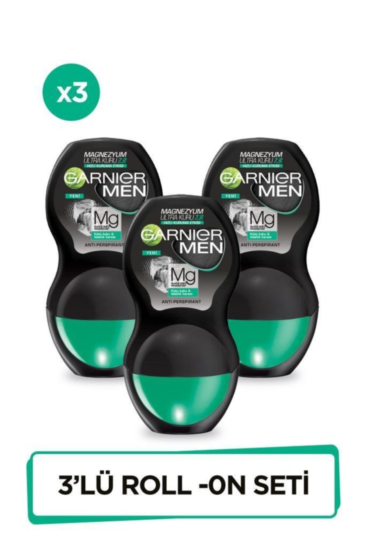 Garnier 3'lü Men Magnezyum Ultra Kuru Roll-on Erkek Deodorant Seti ...