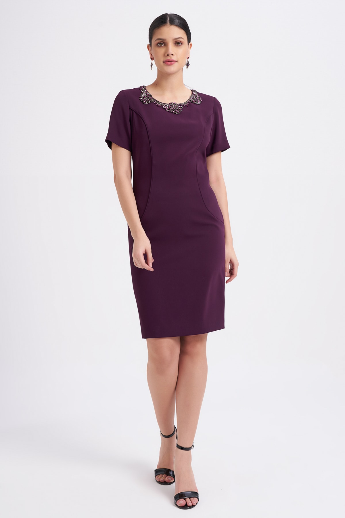 Balizza Blz-yakası Taş Detaylı Kısa Kollu Elbise - Fiyatı, Yorumları