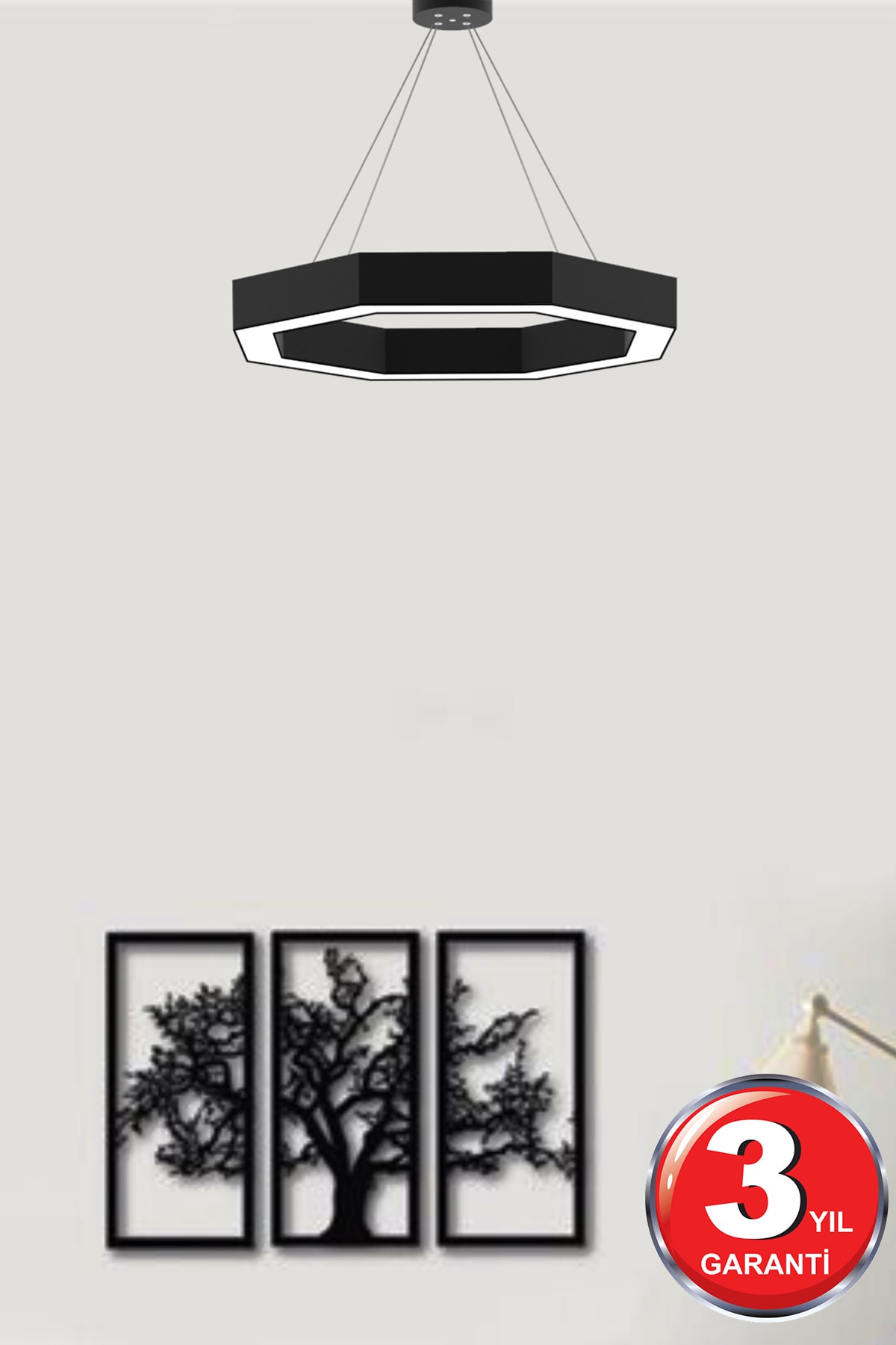 Hegza Lighting Octagon ( Siyah Kasa, Beyaz Işık ) Ledli Modern Led ...