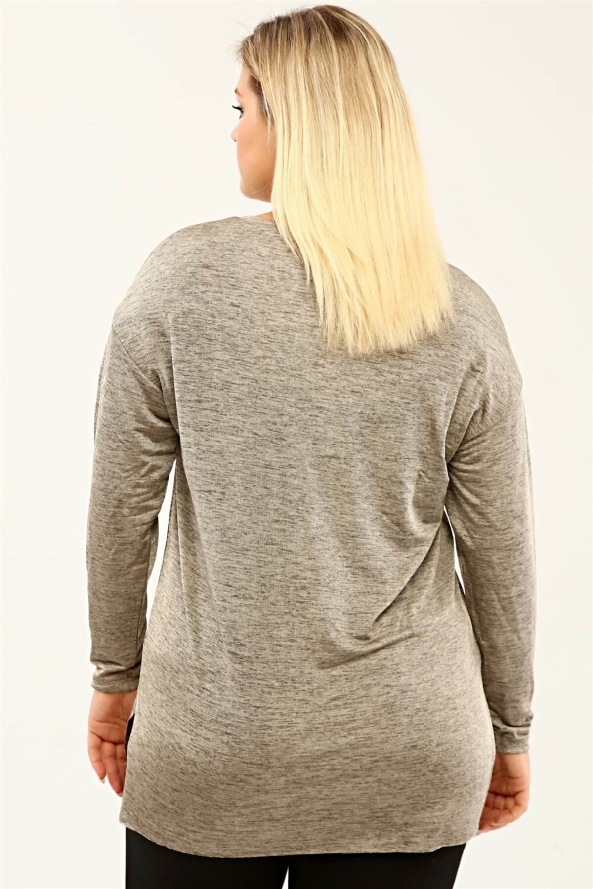 Seamoda Uzun Kollu Sim Baskı Detaylı Rahat Büyük Beden Kadın Bluz ...