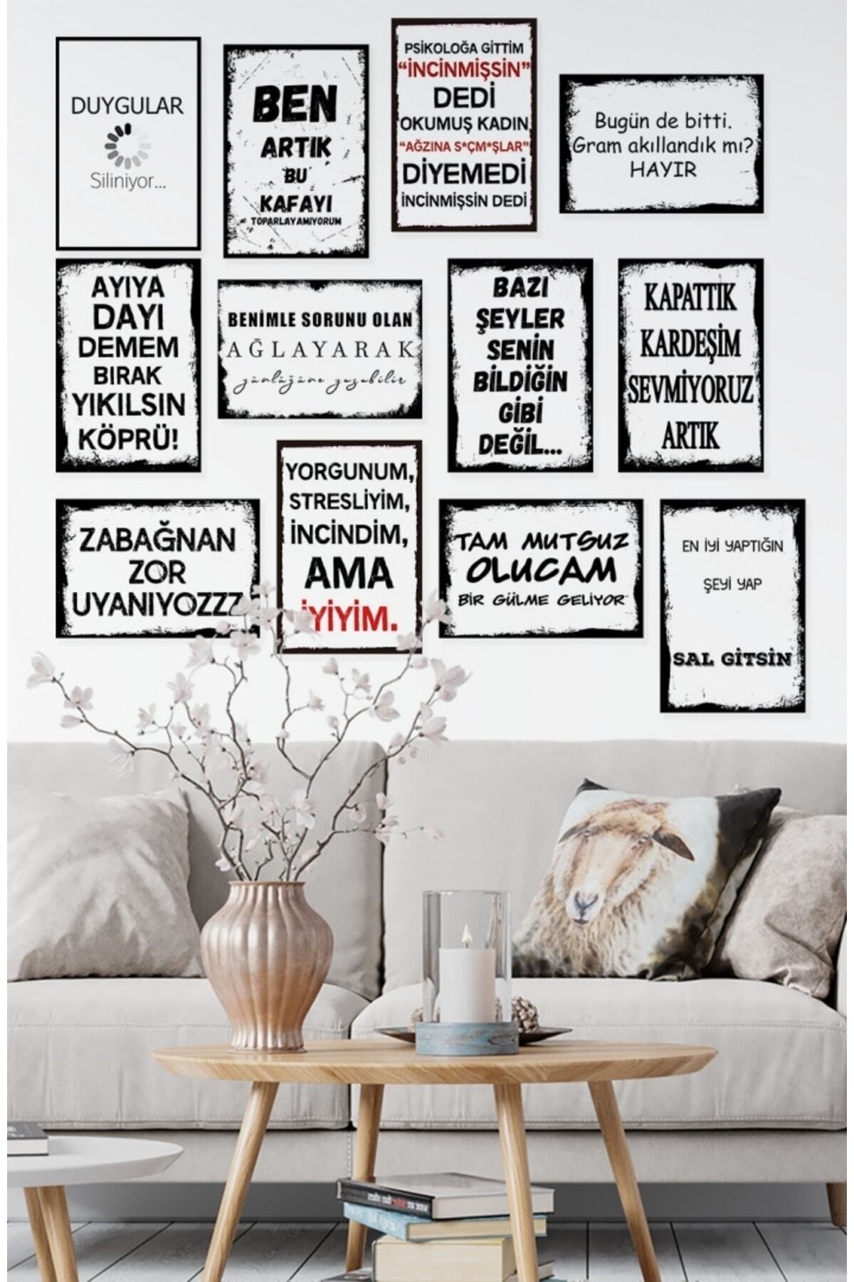 Hediyenikap Sözler Temalı 12 Parça Ahşap Poster Tablo Duvar Dekoru ...