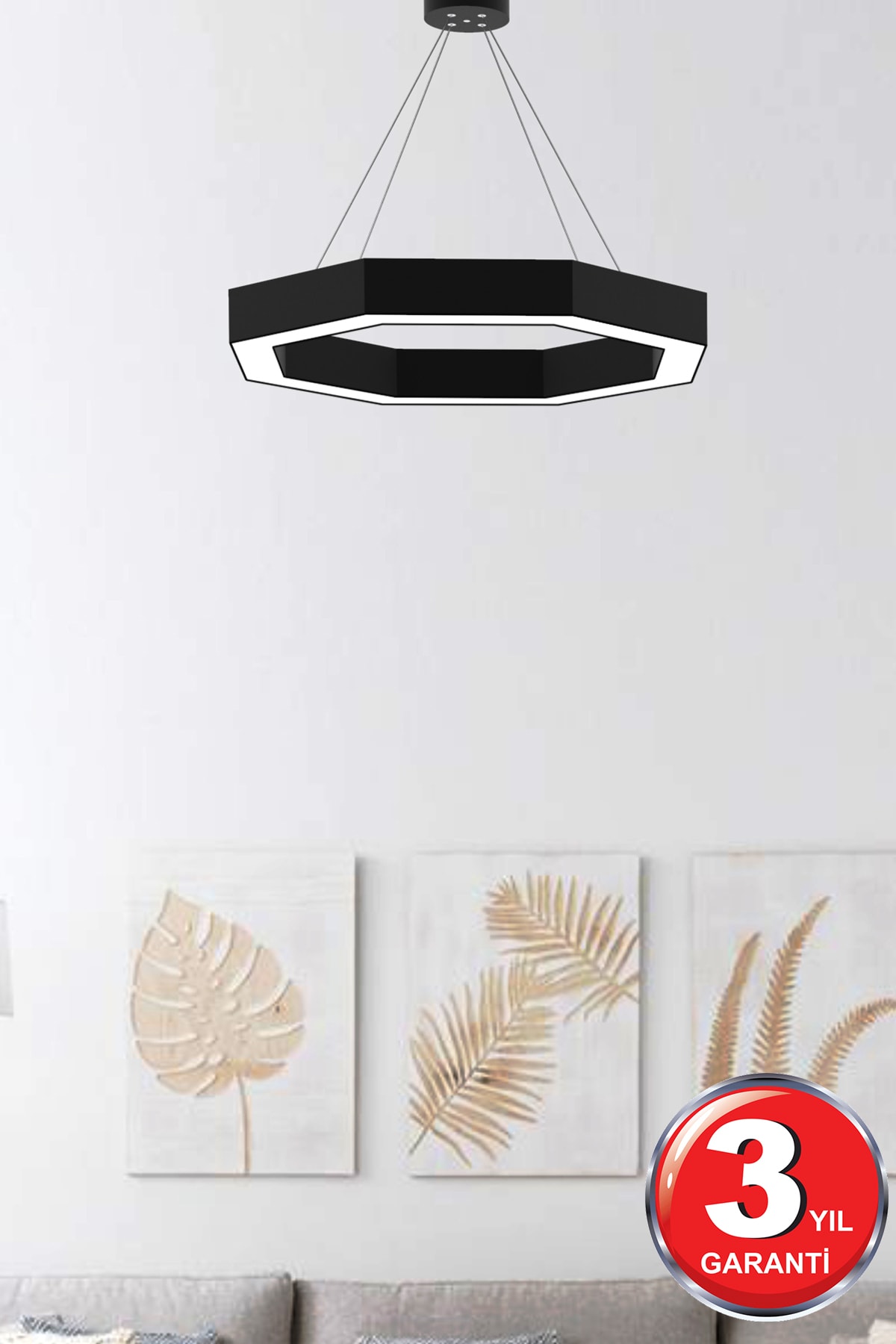 Hegza Lighting Octagon ( Siyah Kasa, Beyaz Işık ) Ledli Modern Led ...