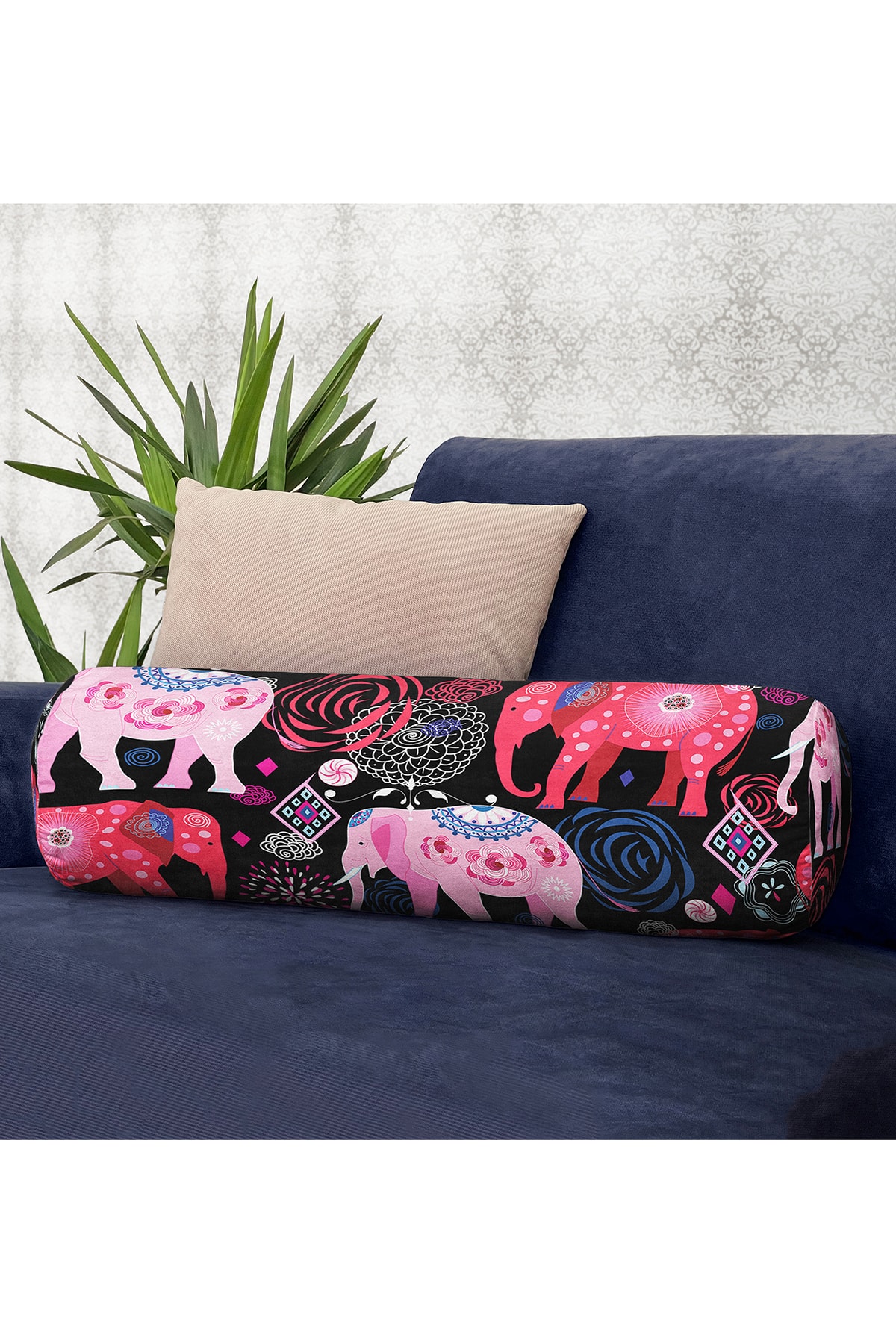 Realhomes Rengarenk Fil Motifli Özel Seri Dijital Baskılı Iç Dolgulu ...